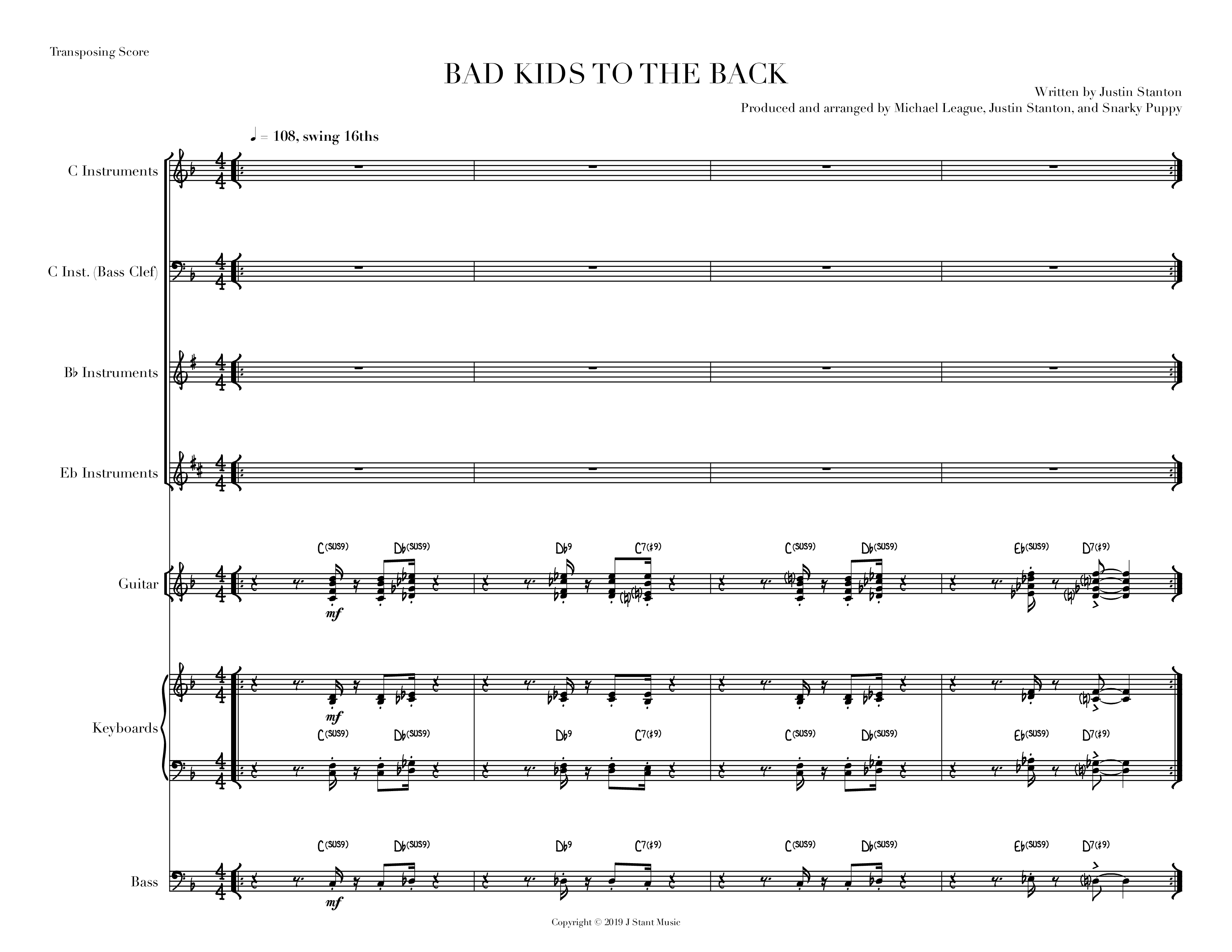 Snarky Puppy-Bad Kids To The Back Full Score pdf, - Free Score Download ★