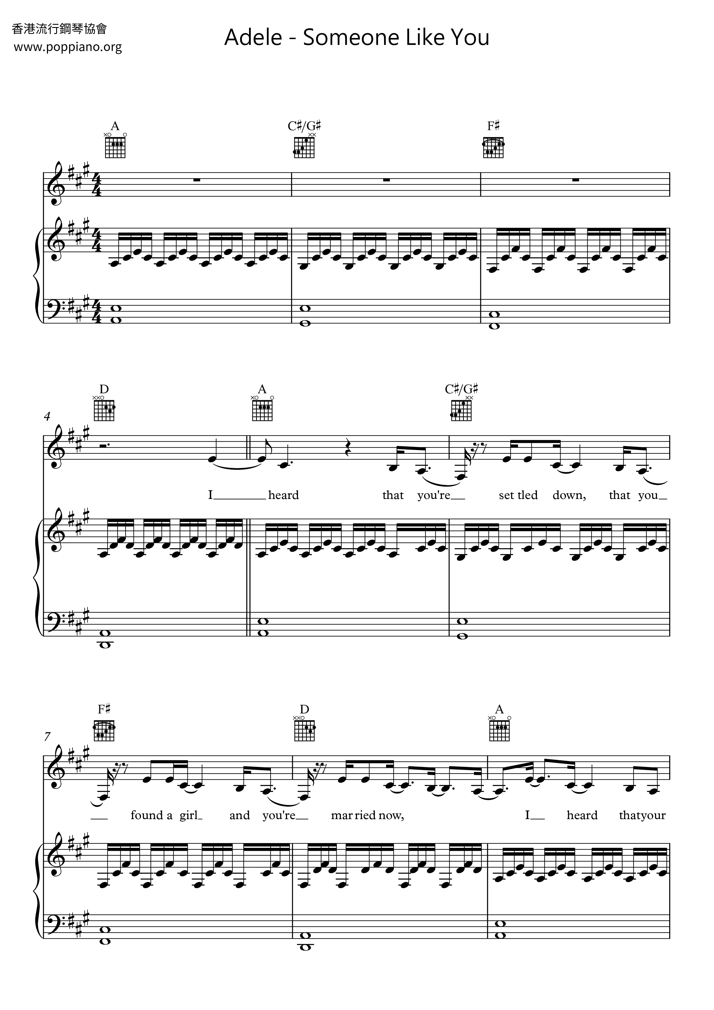 Adele-Someone Like You Sheet Music pdf, - Free Score Download ★