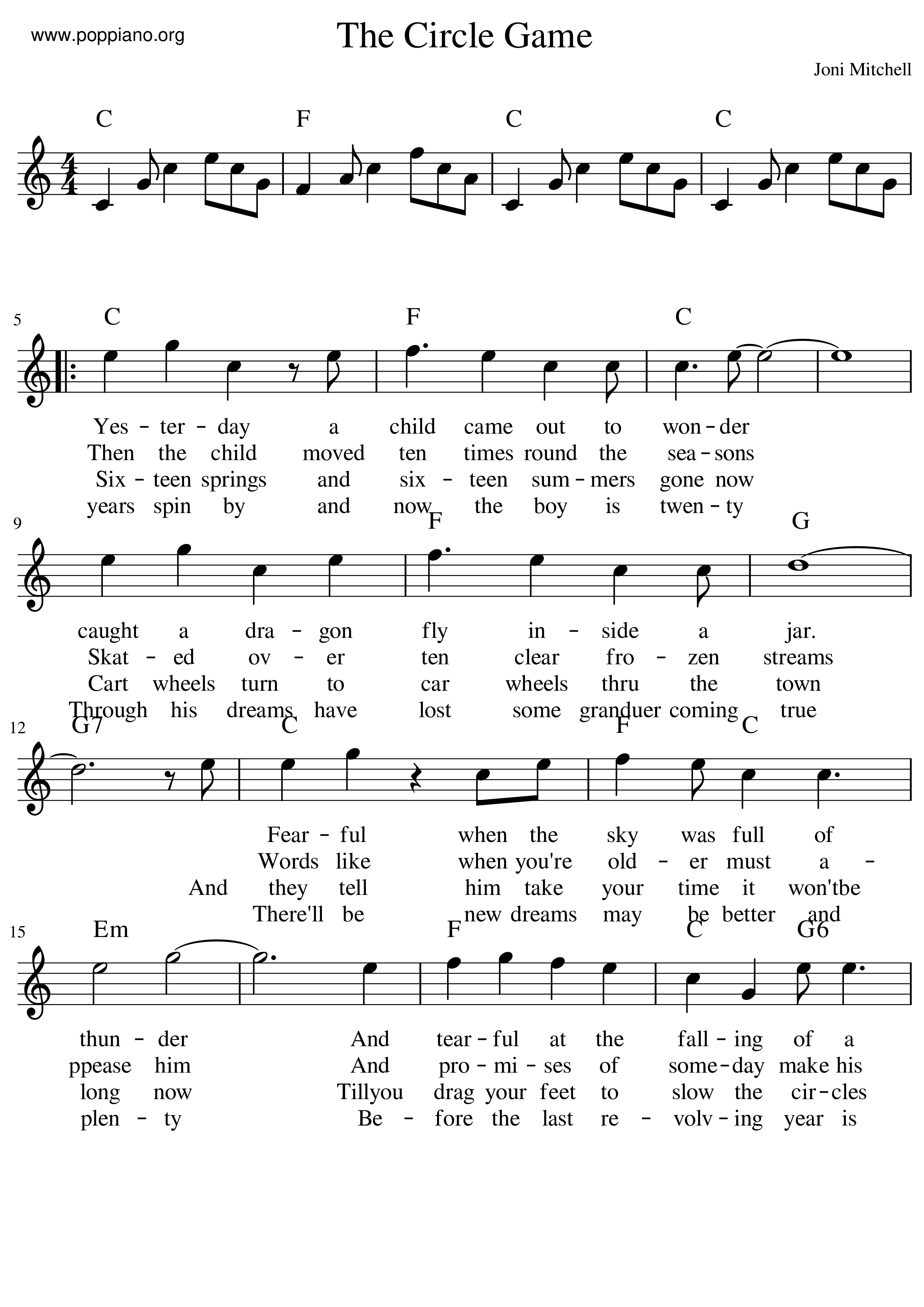 Agnes Chan-Circle Game Sheet Music pdf, - Free Score Download ★
