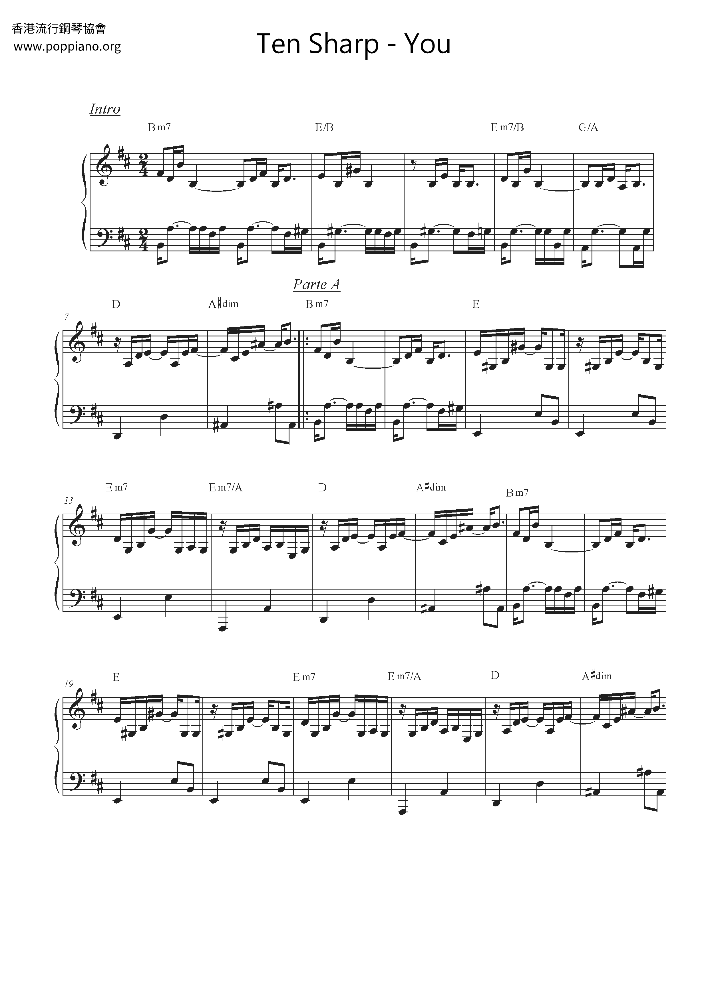 Ten Sharp-You Sheet Music pdf, - Free Score Download ★