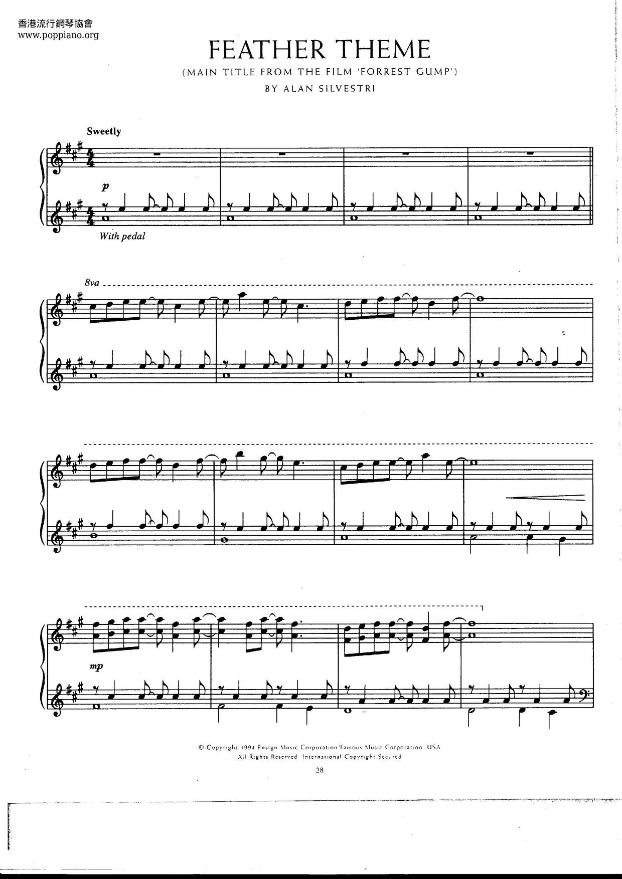 Movie Soundtrack-Forrest Gump Theme Song Sheet Music pdf, - Free Score ...
