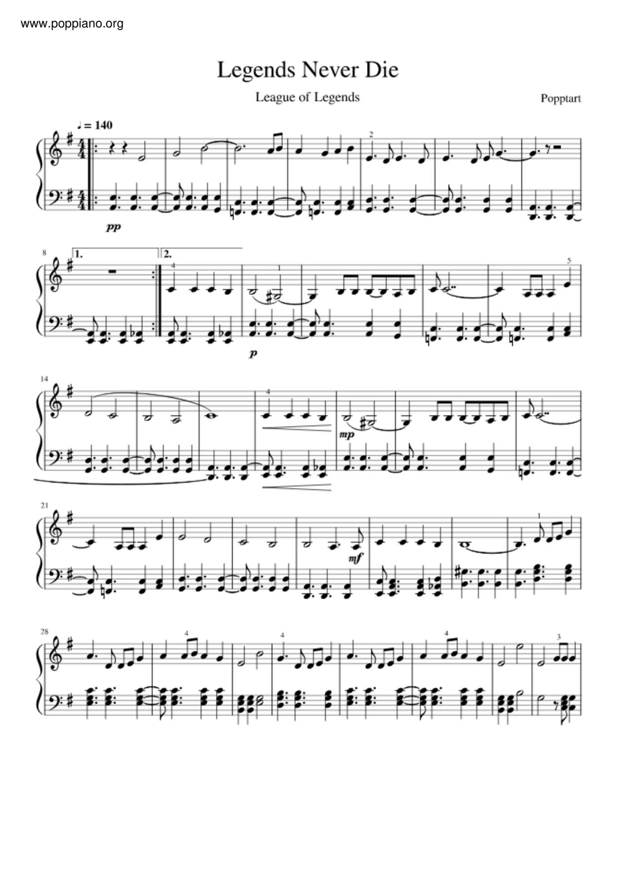 Against The Current-Legends Never Die Sheet Music pdf, - Free Score ...