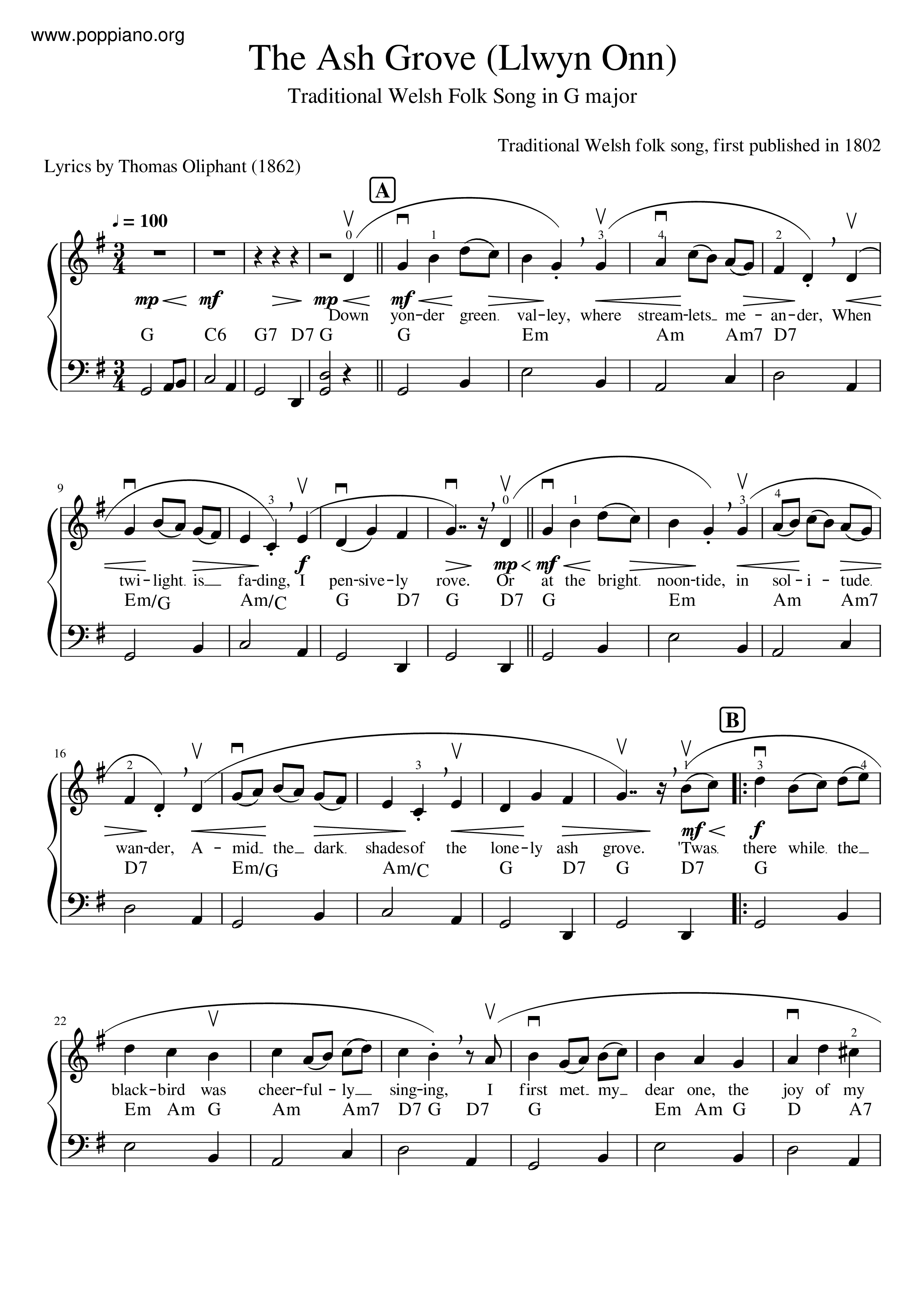 Hymn-The Ash Grove Sheet Music pdf, - Free Score Download ★