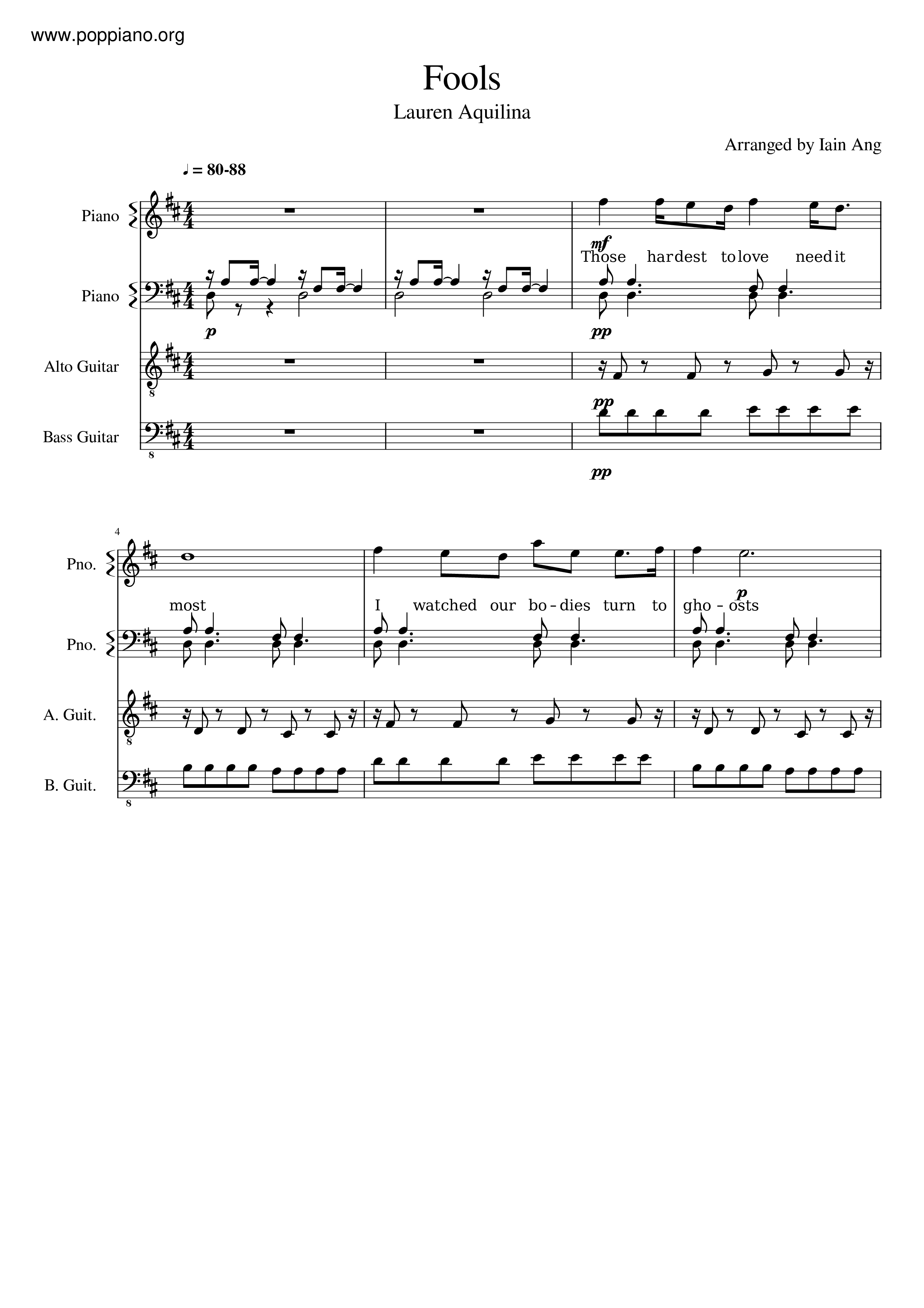 fools - Sheet Music / Piano Score Free PDF Download - HK Pop Piano ...