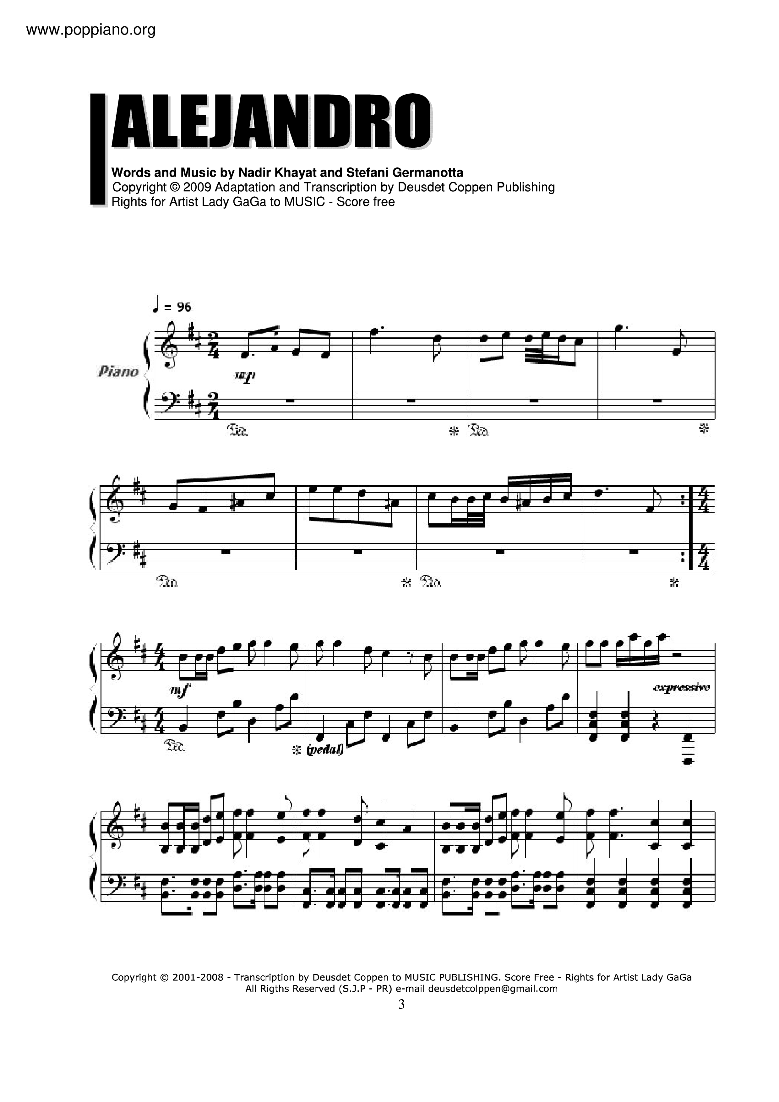 Alejandro - Sheet Music / Piano Score Free PDF Download - HK Pop Piano ...