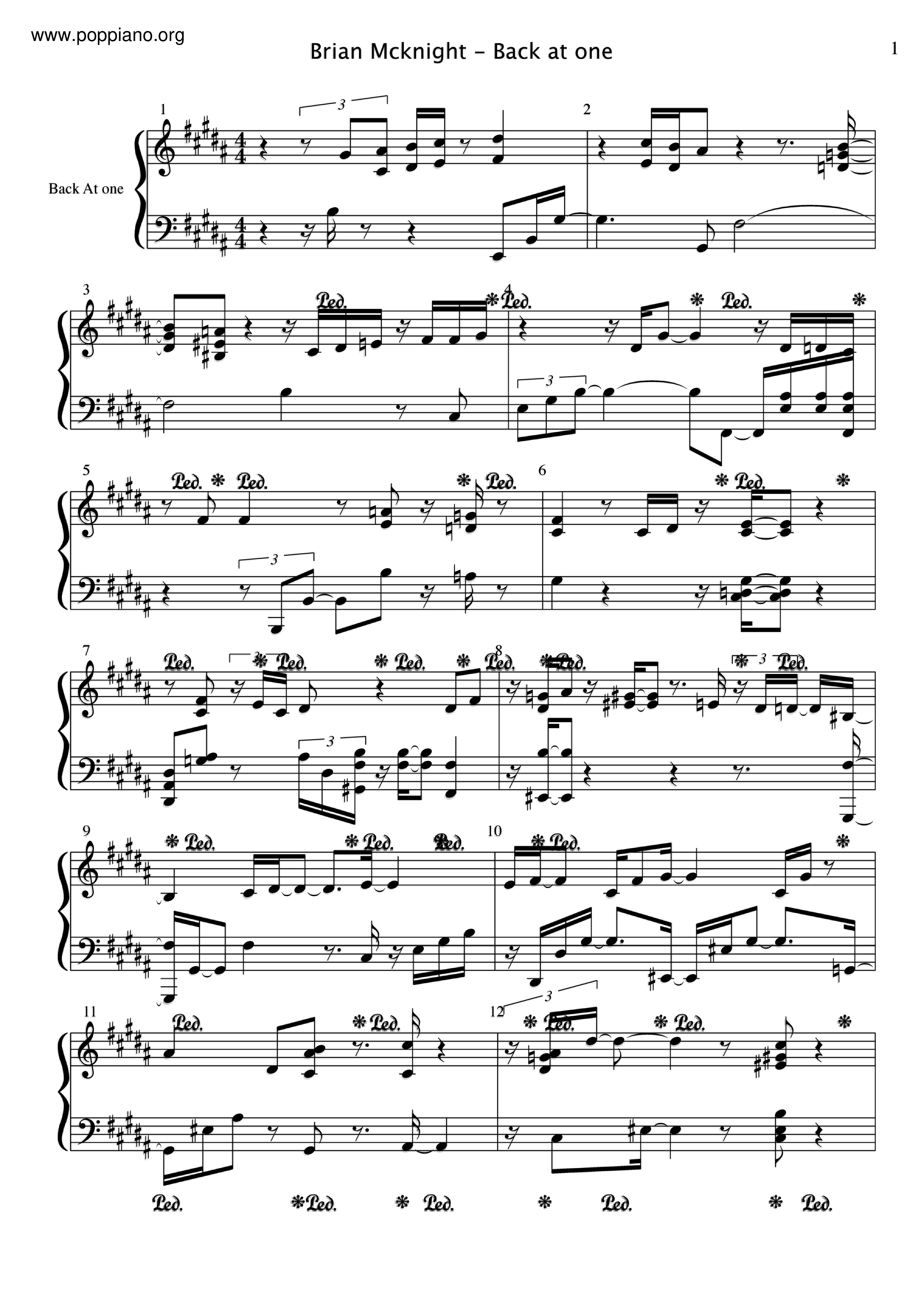 Brian McKnight-Back At One Sheet Music pdf, - Free Score Download ★