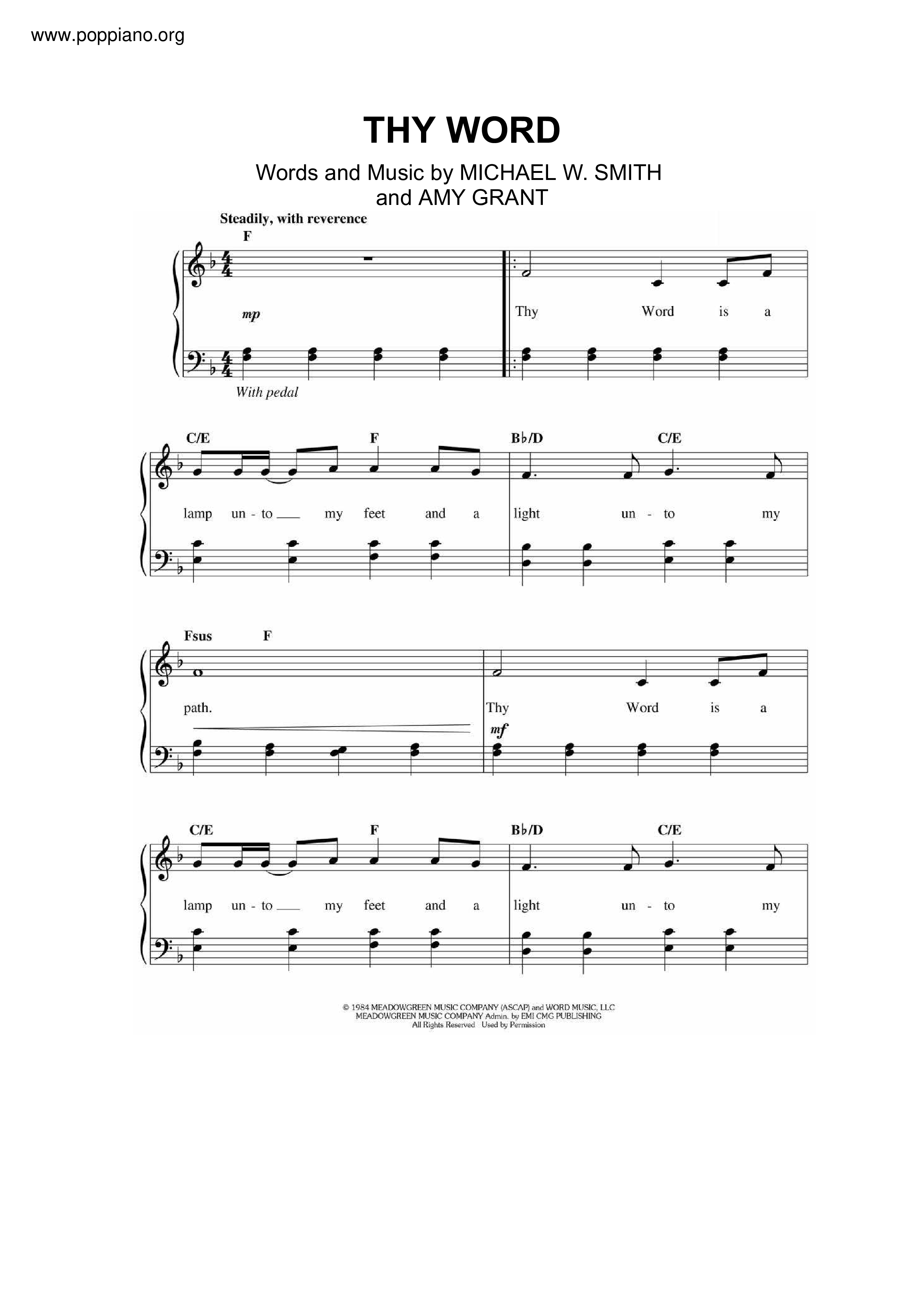 Hymn-Thy Word Sheet Music pdf, - Free Score Download ★