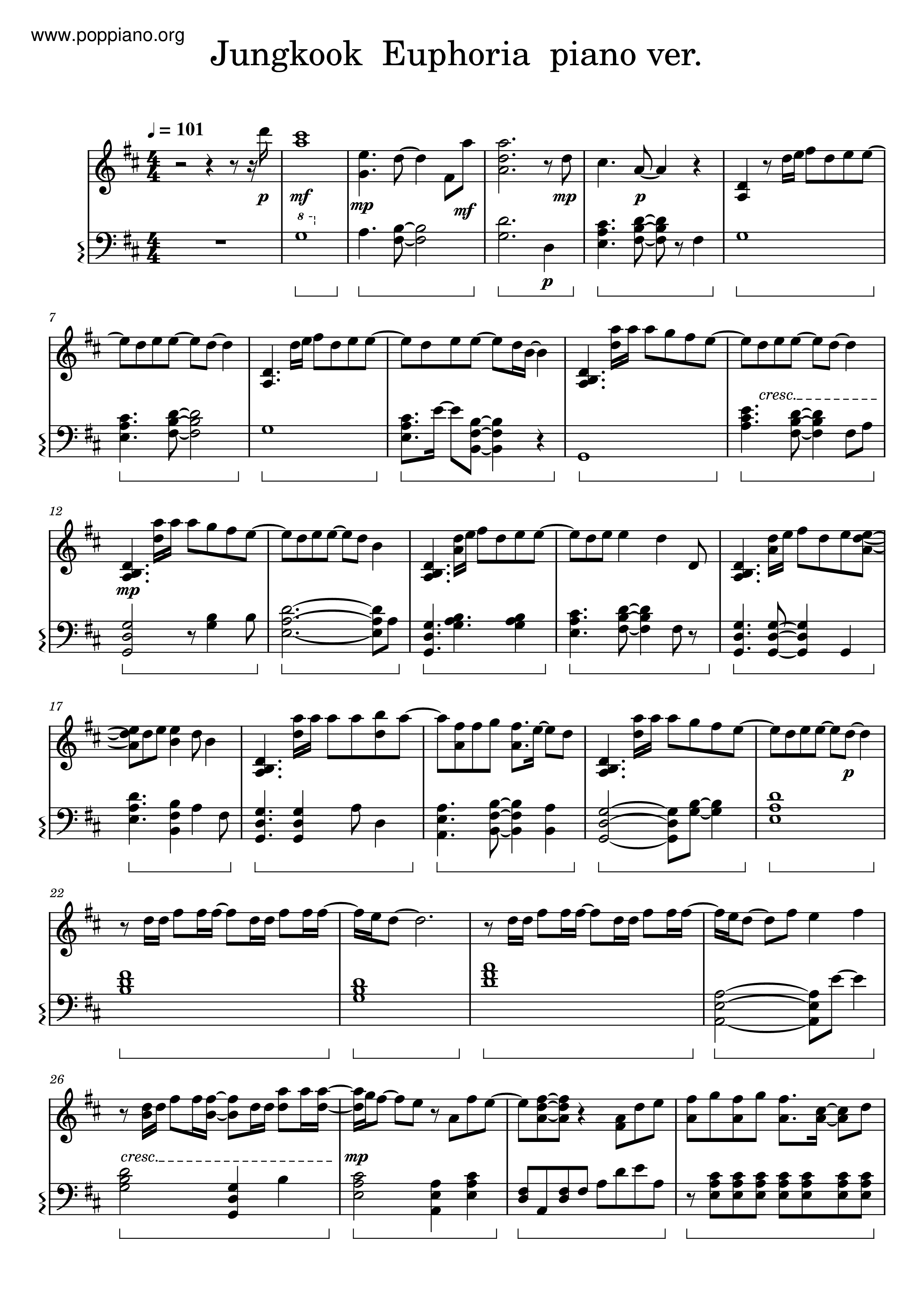 Euphoria | Sheet Music | Piano Score Free PDF Download | HK Pop Piano ...