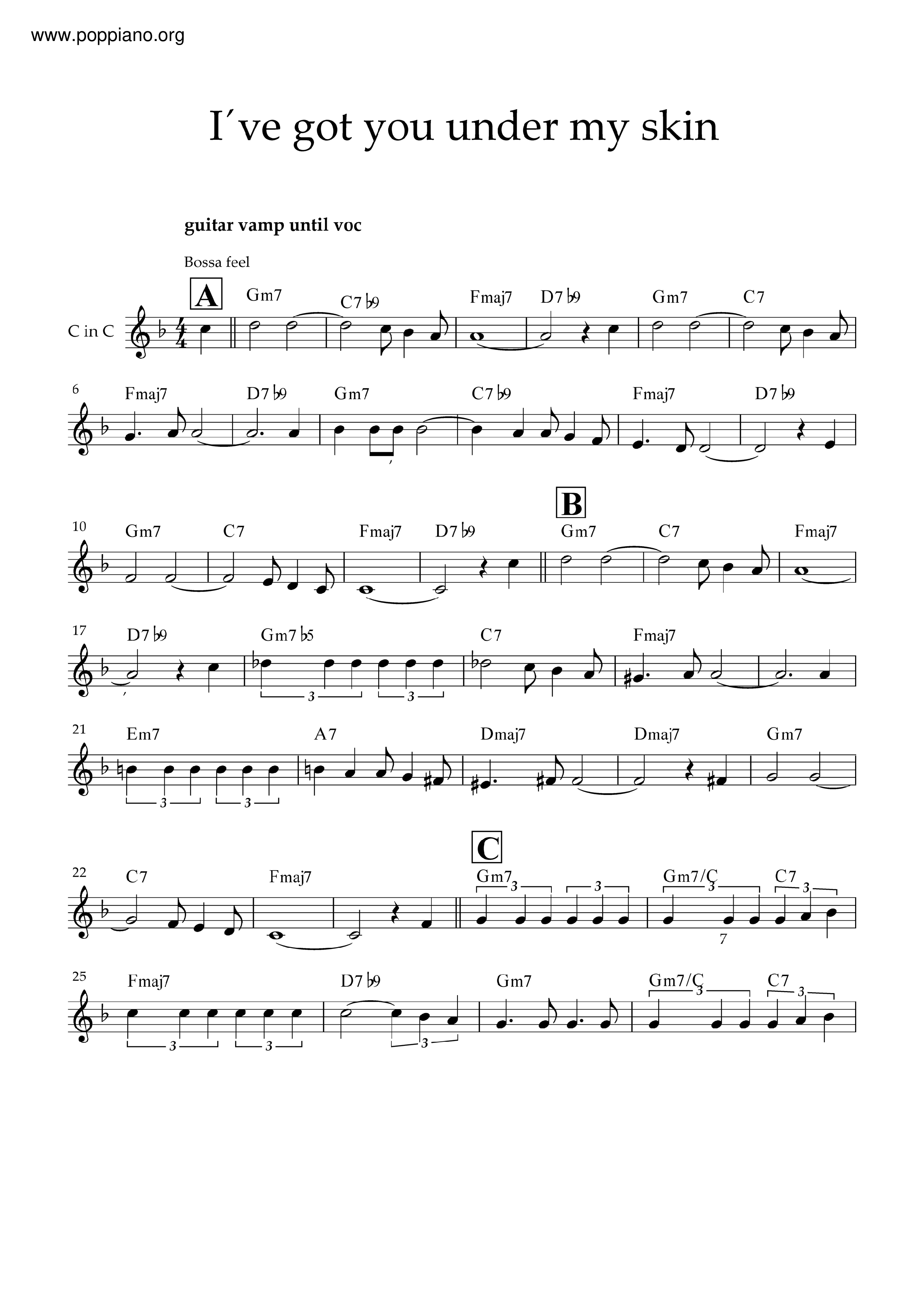 Cole Porter-I've Got You Under My Skin Sheet Music pdf, - Free Score ...