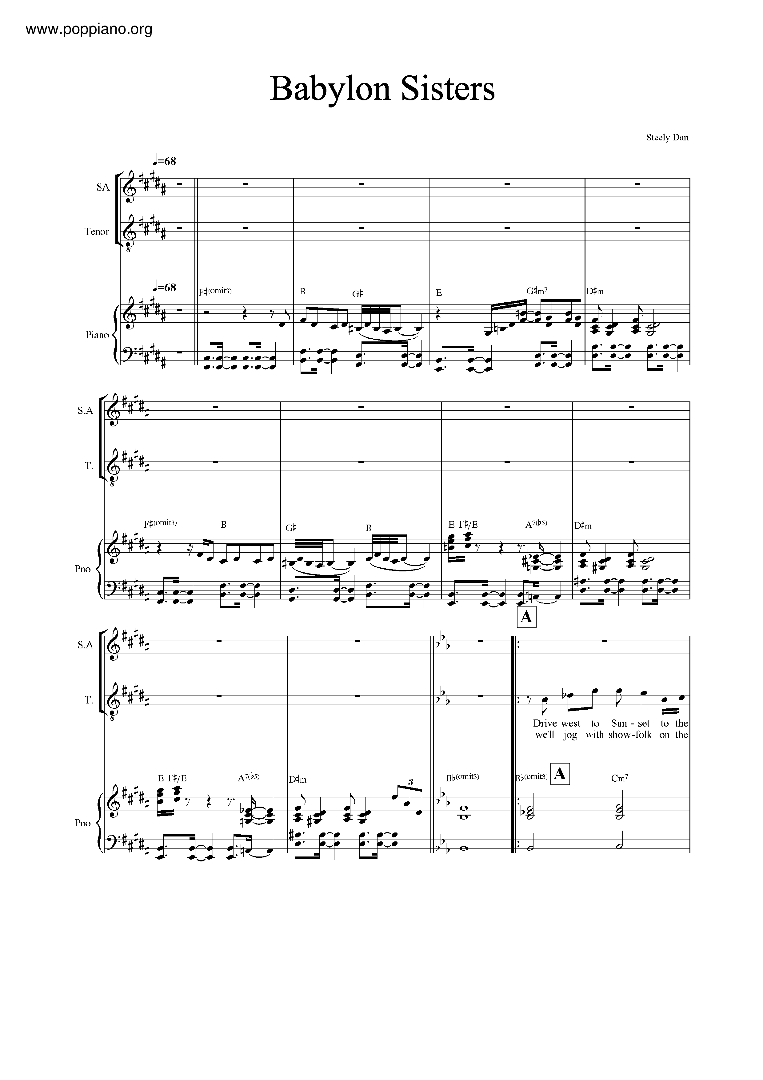 Steely Dan-Babylon Sisters Sheet Music pdf, - Free Score Download ★