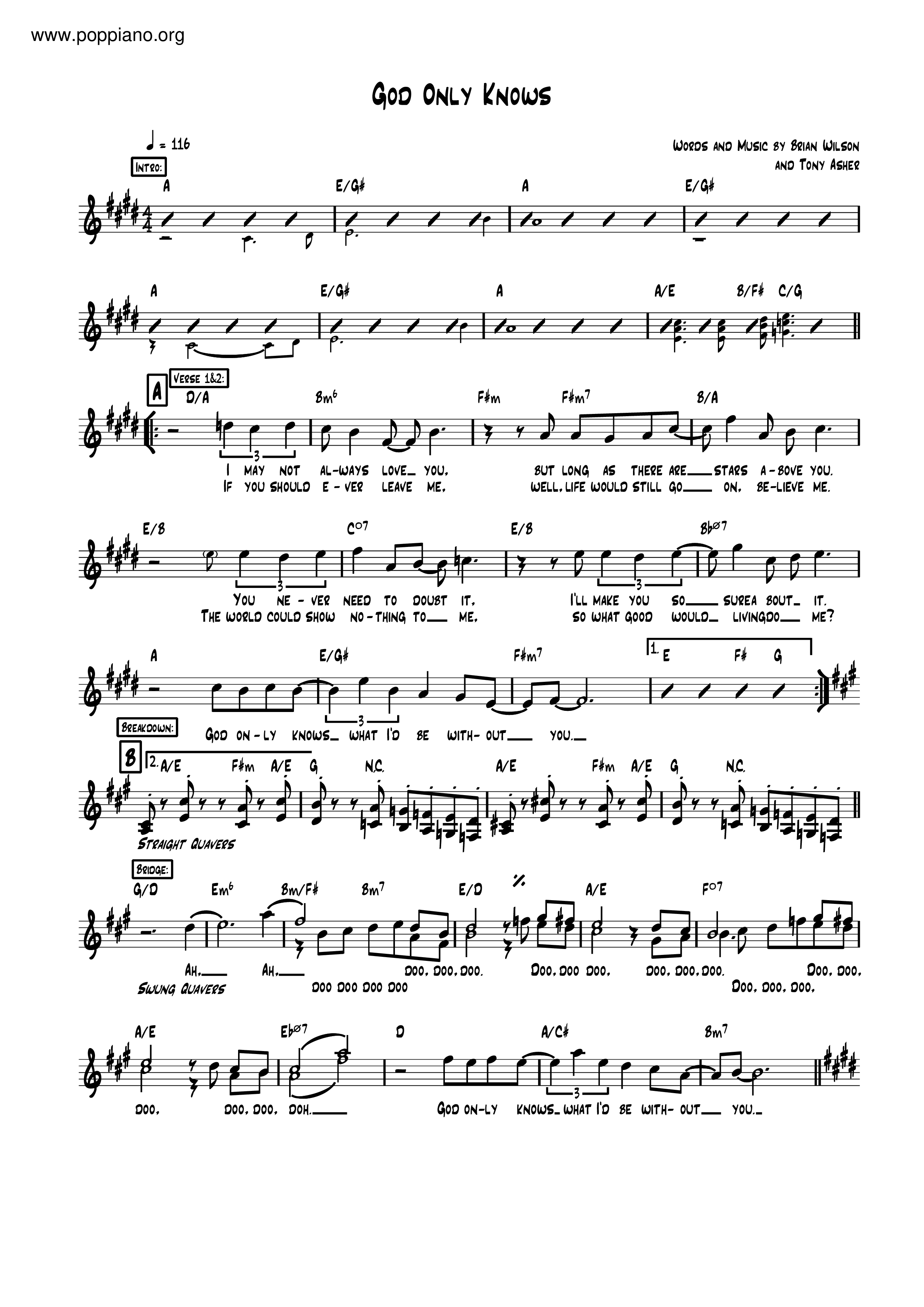 Hymn-God Only Knows Sheet Music pdf, - Free Score Download ★