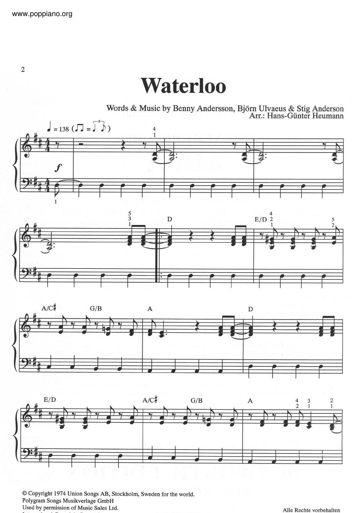 Abba-Waterloo Sheet Music pdf, - Free Score Download ★