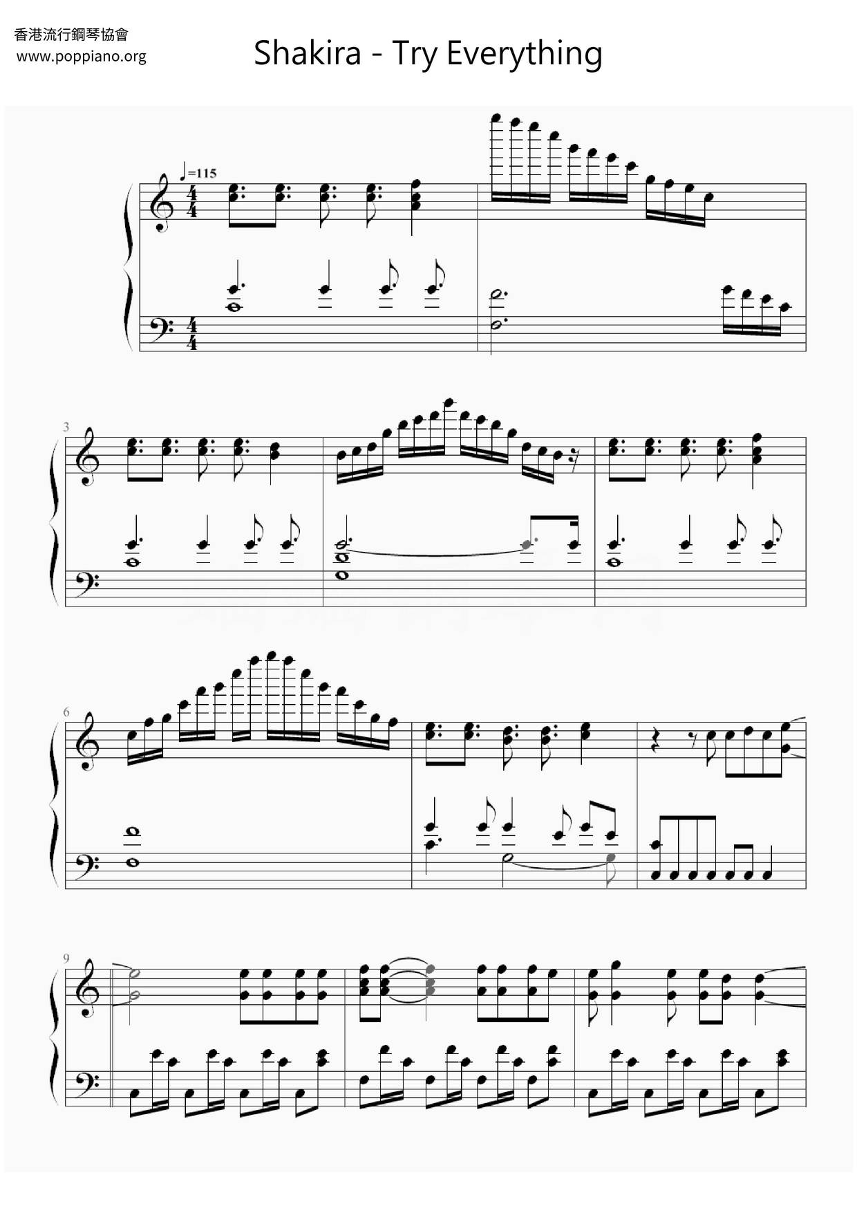 Shakira-Zootopia - Try Everything Sheet Music pdf, - Free Score Download ★