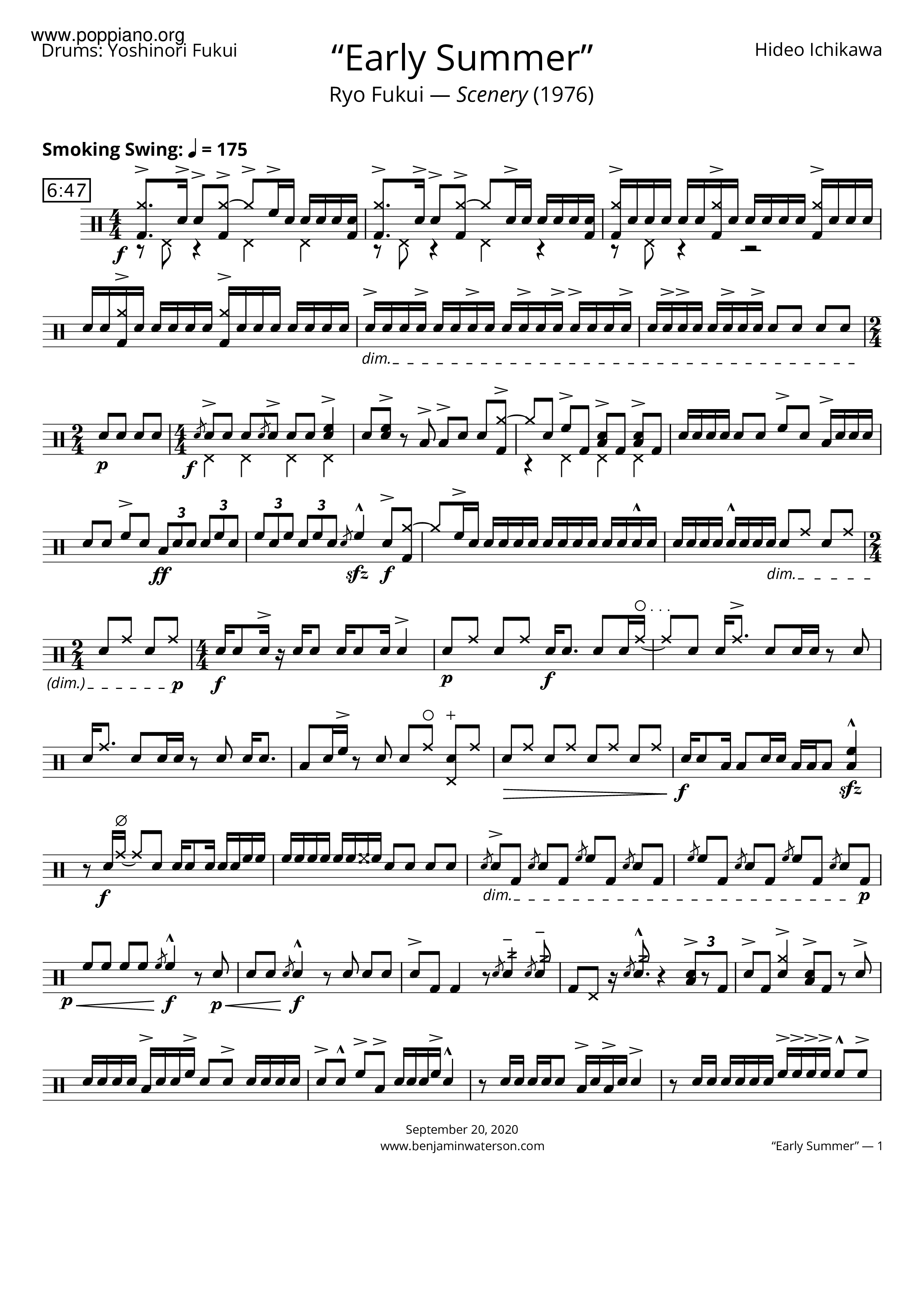 Ryo Fukui-Early Summer Sheet Music pdf, - Free Score Download ★