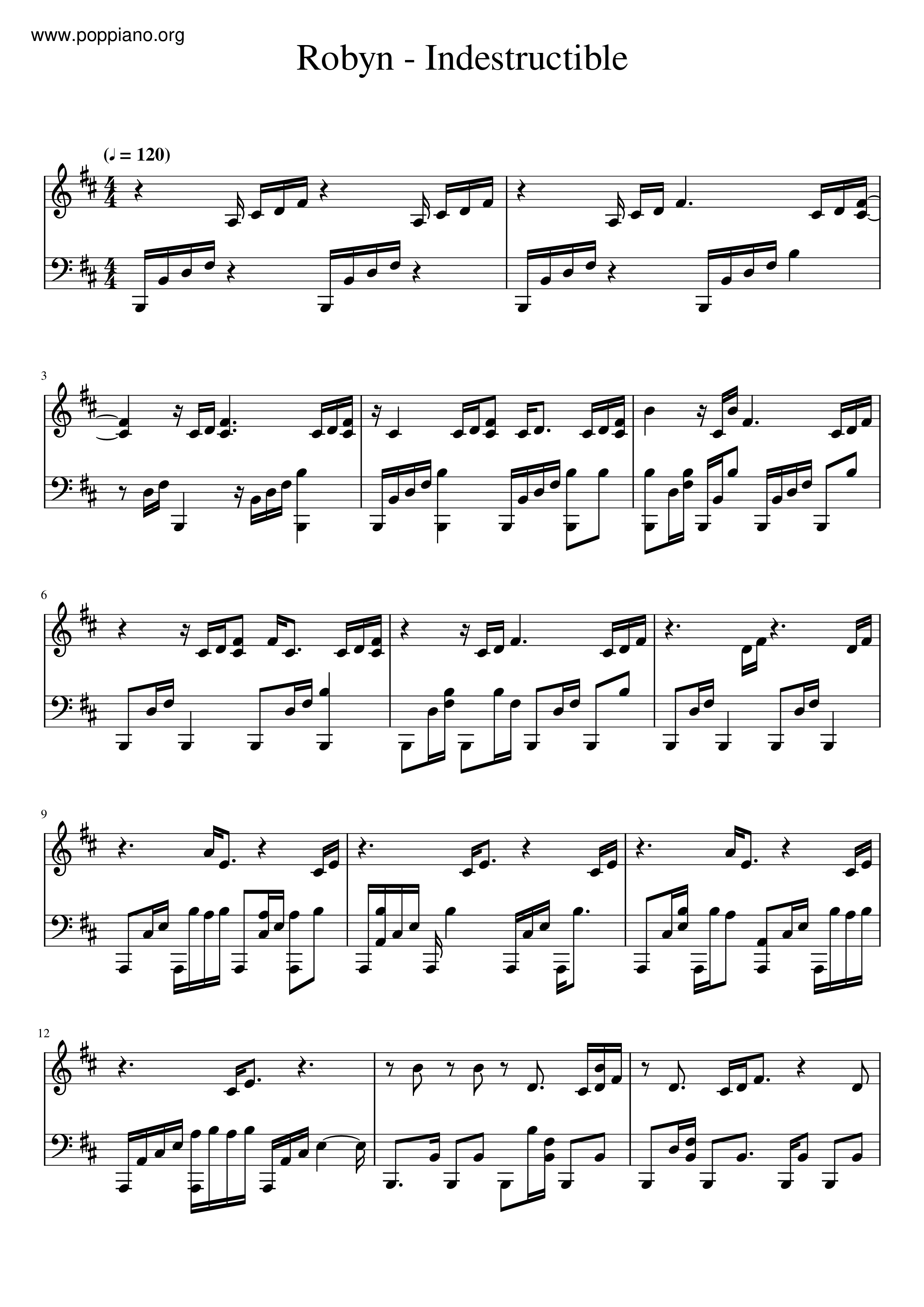 Robyn-Indestructible Sheet Music pdf, - Free Score Download ★
