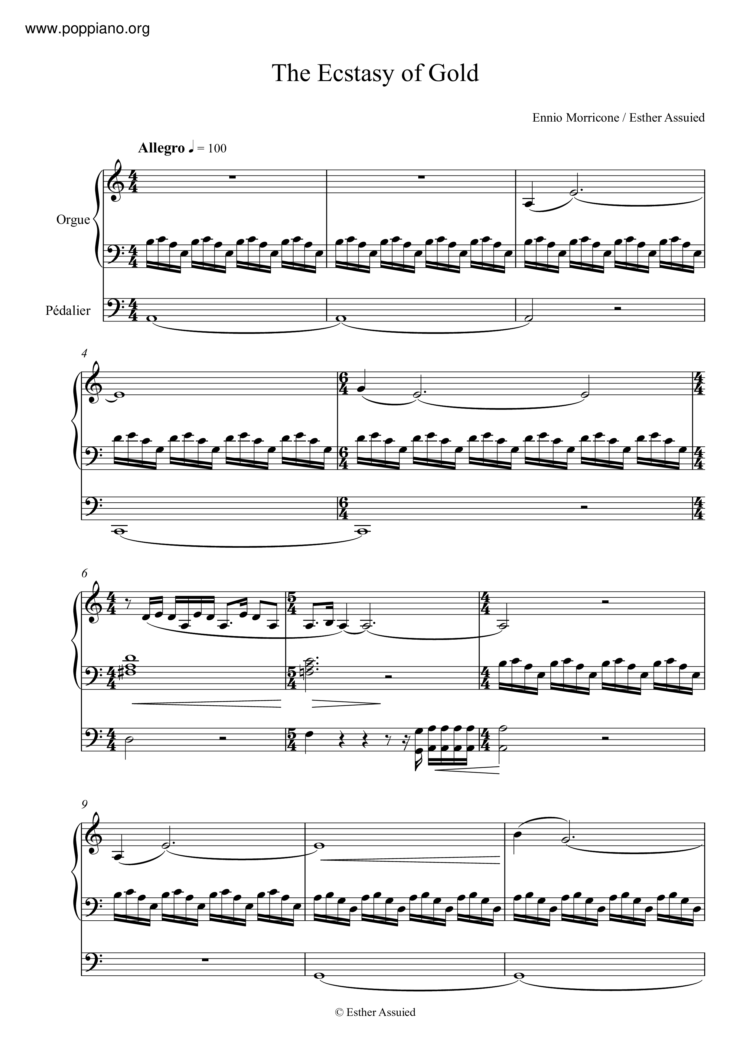 Ennio Morricone-The Ecstasy Of Gold 琴譜pdf (エンニオ・モリコーネ)-香港流行鋼琴協會琴譜下載 ★