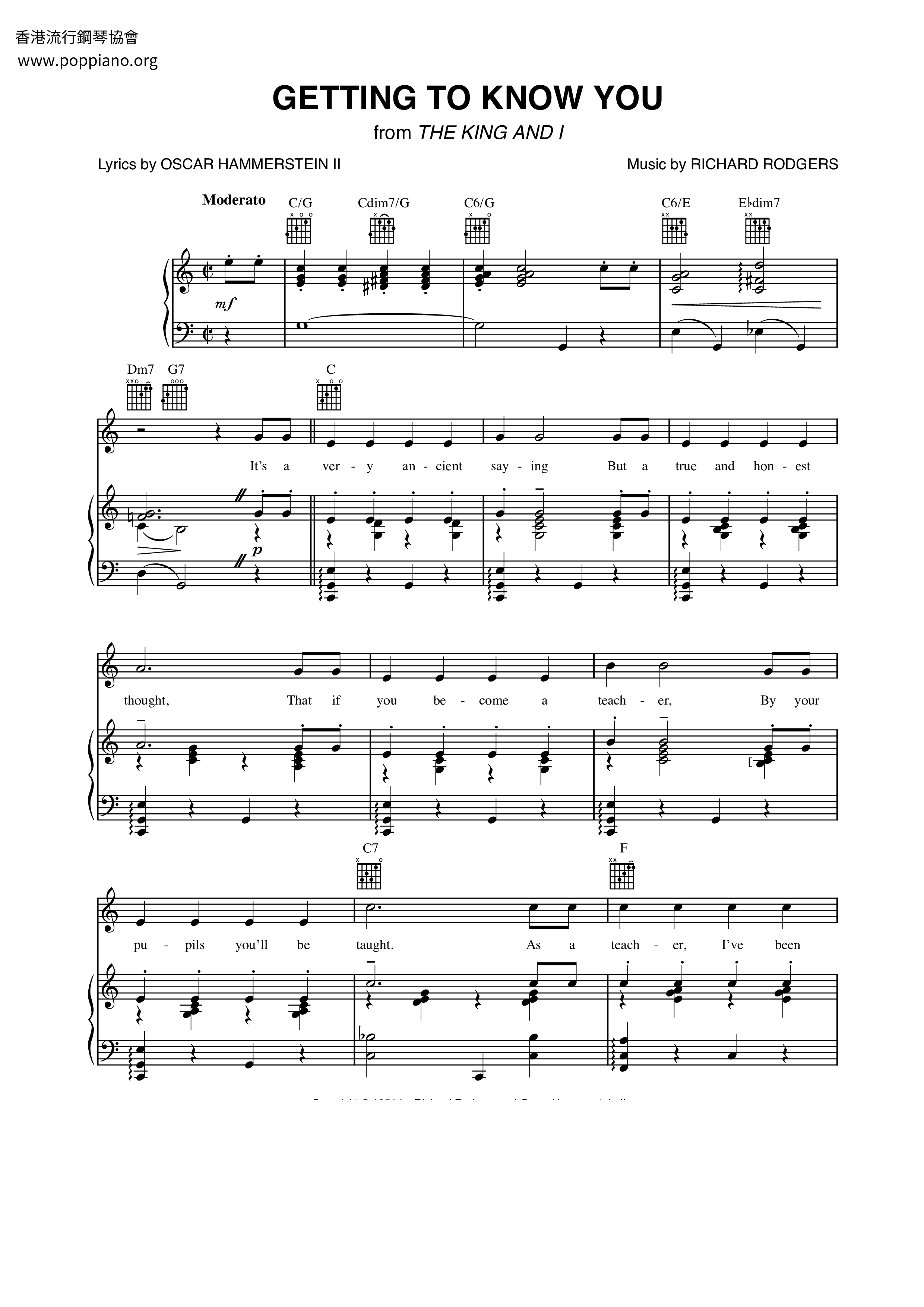 The King And I-Getting To Know You Sheet Music pdf, - Free Score Download ★