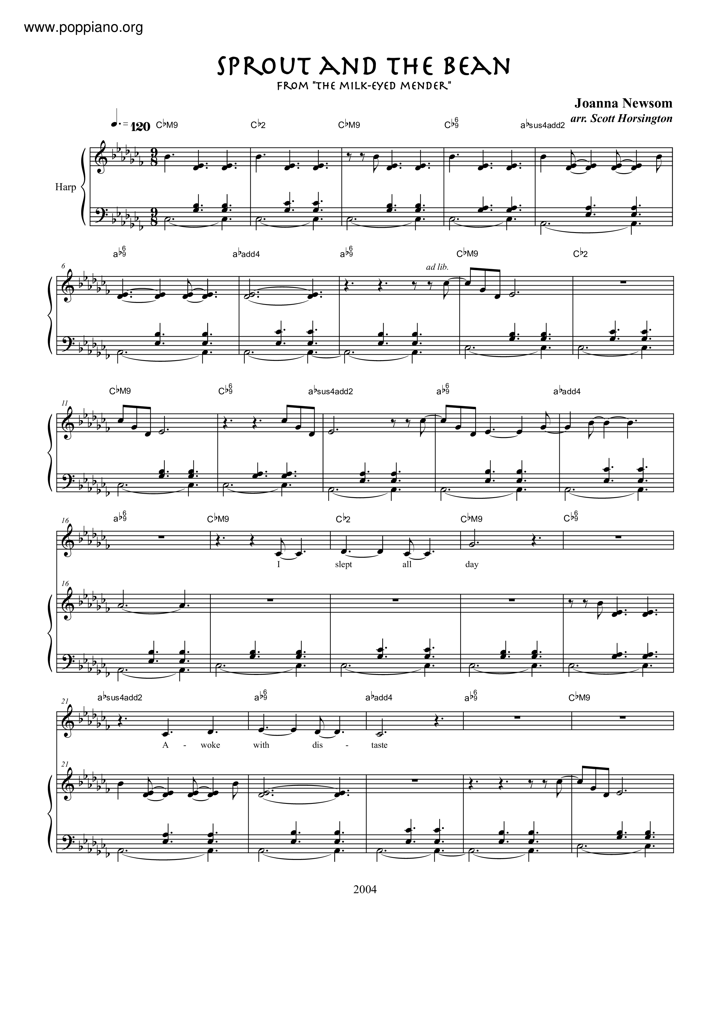 Joanna Newsom-Sprout And The Bean Sheet Music pdf, - Free Score Download ★
