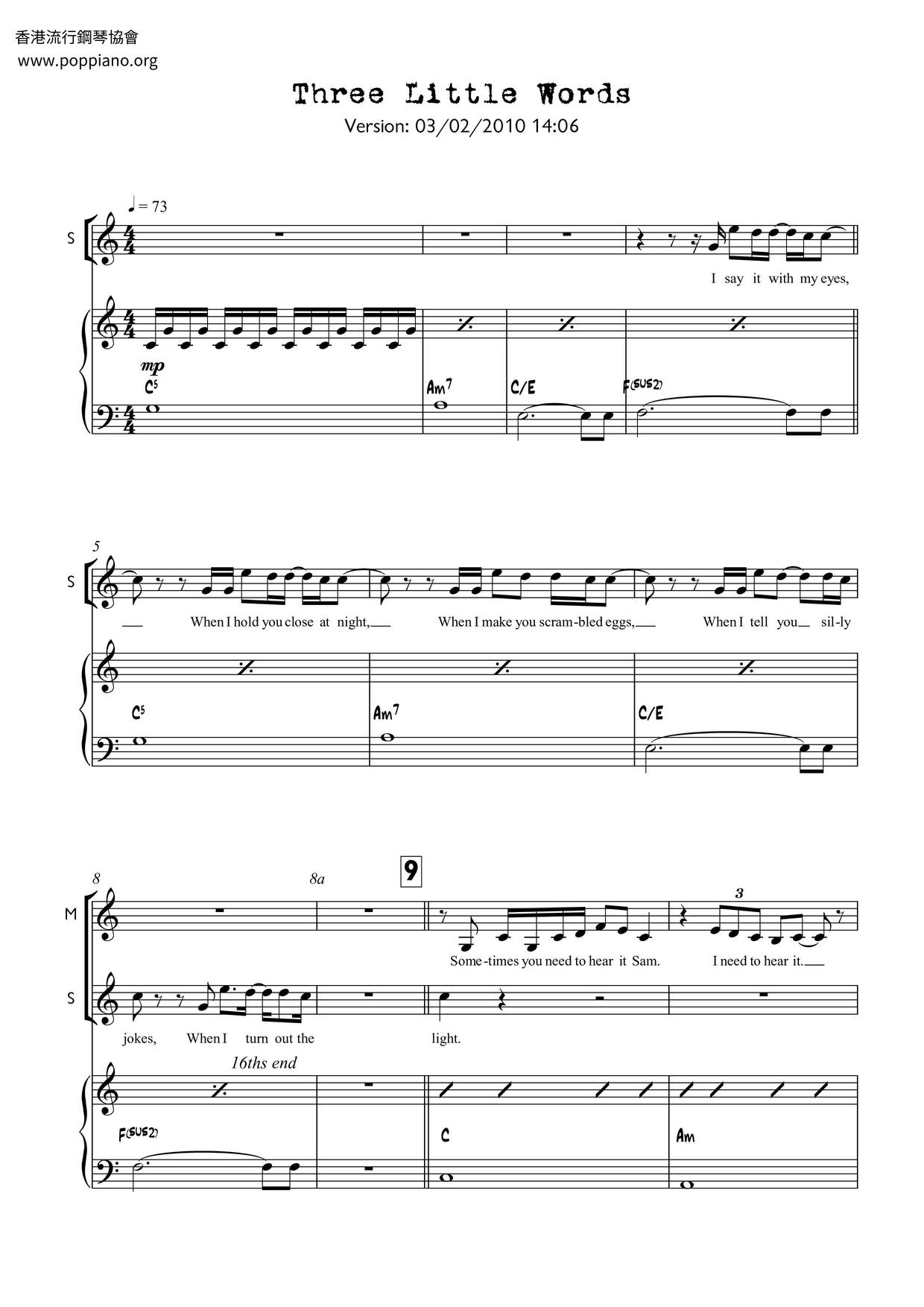 Ghost The Musical-Three Little Words Sheet Music pdf, - Free Score ...