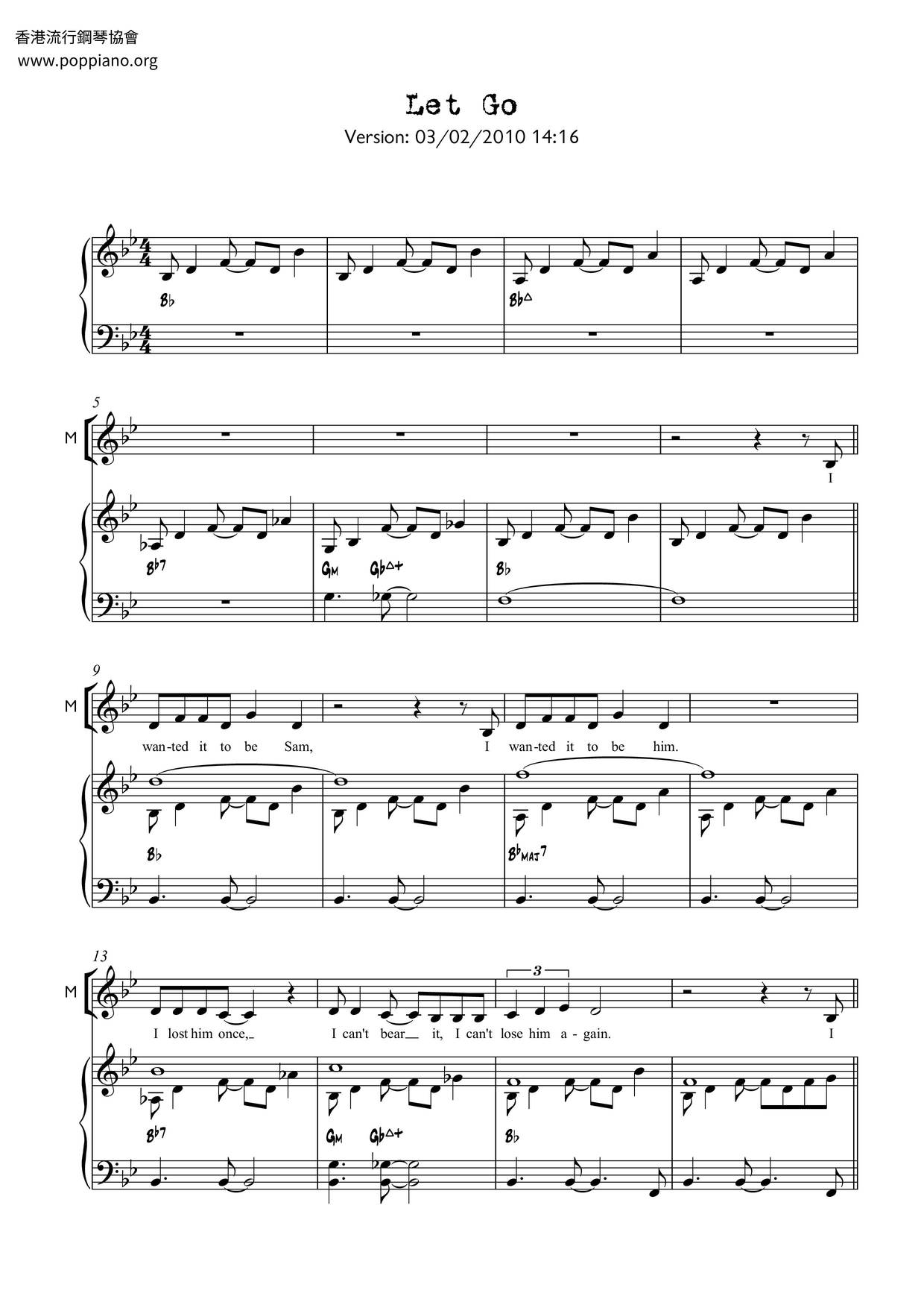 Let Go- PDF琴譜免費下載 | 香港流行鋼琴協會 ★