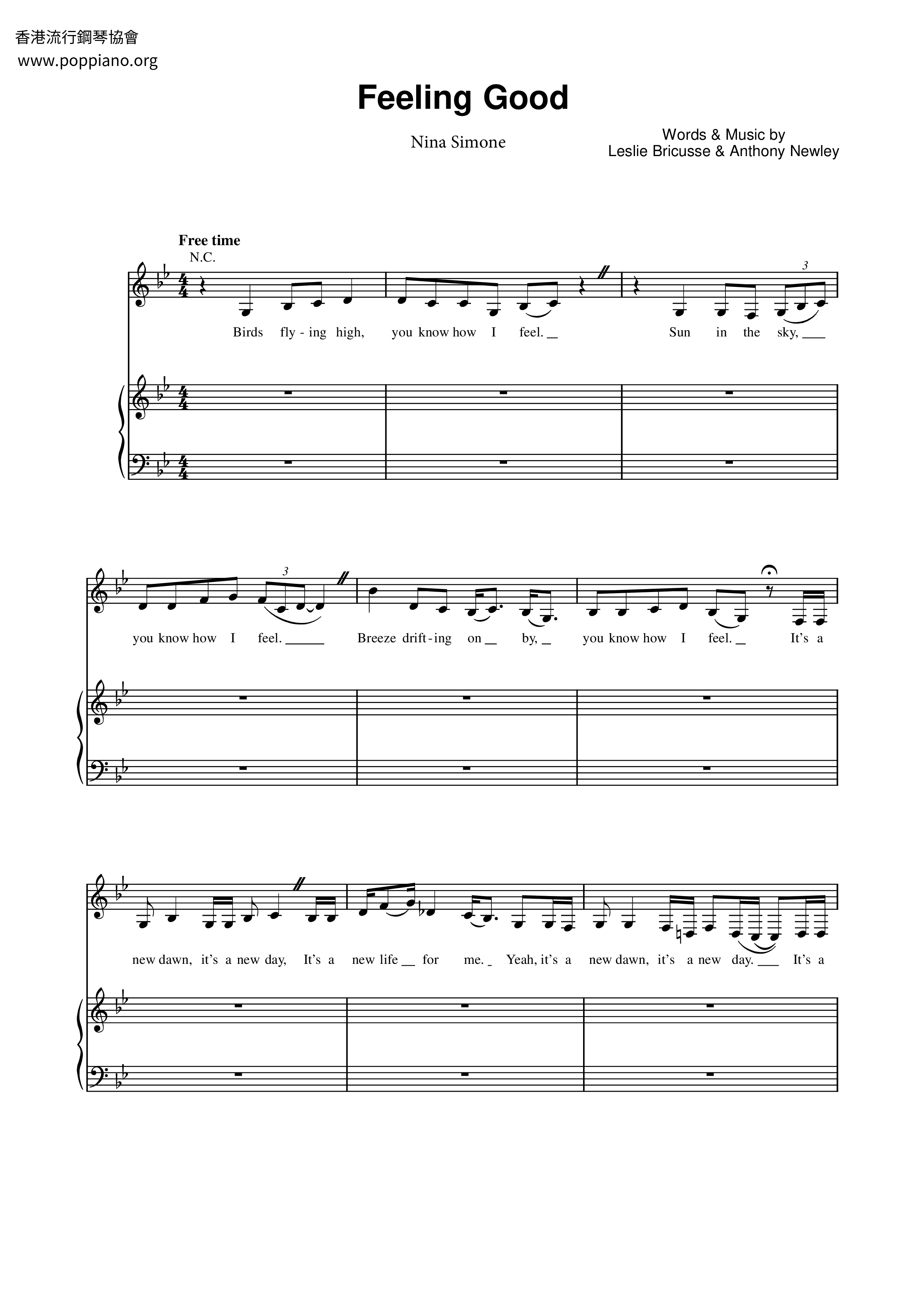 Feeling Good- PDF琴譜免費下載 | 香港流行鋼琴協會 ★