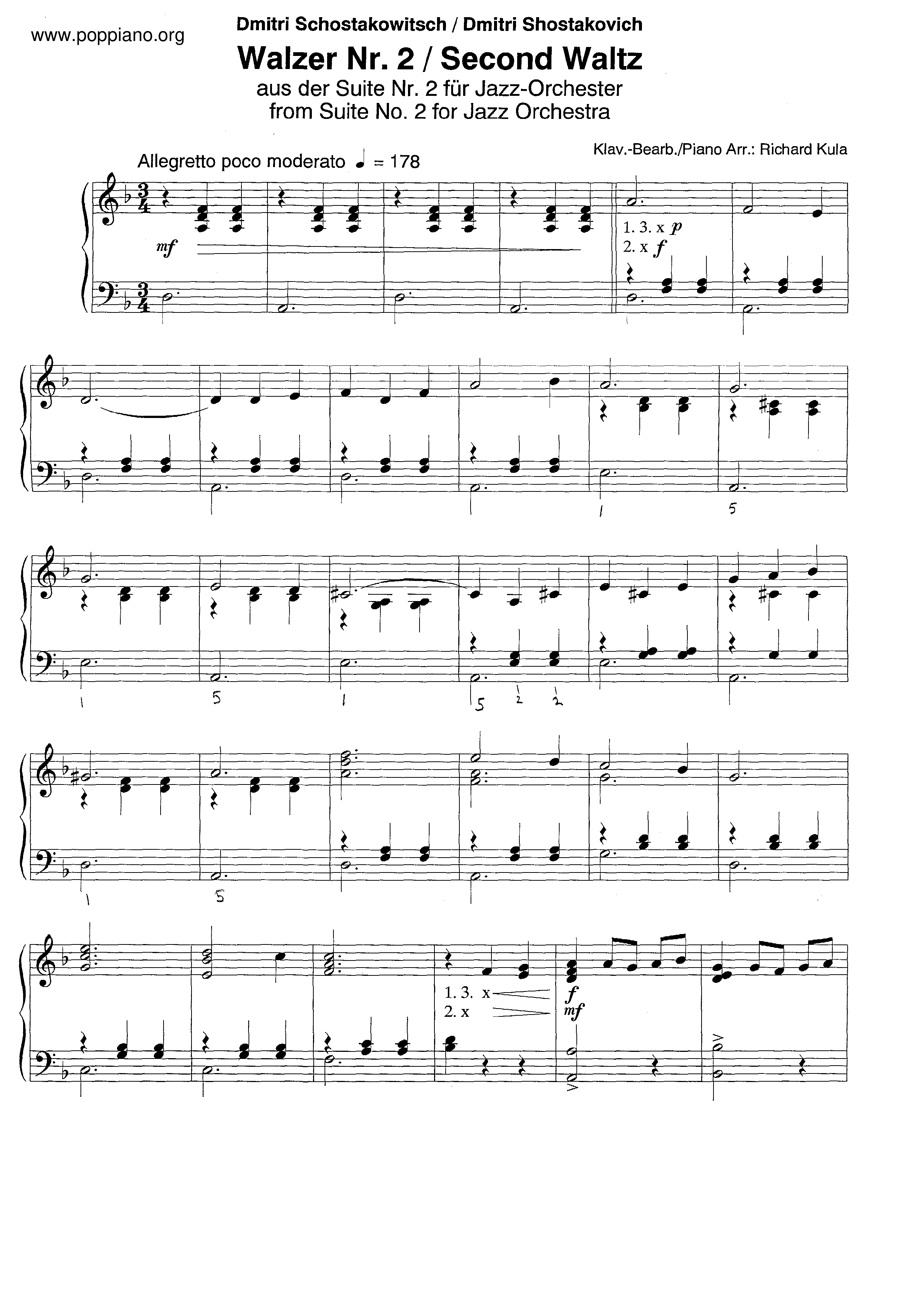 Chostakovich-Waltz No. 2 Sheet Music pdf, - Free Score Download ★