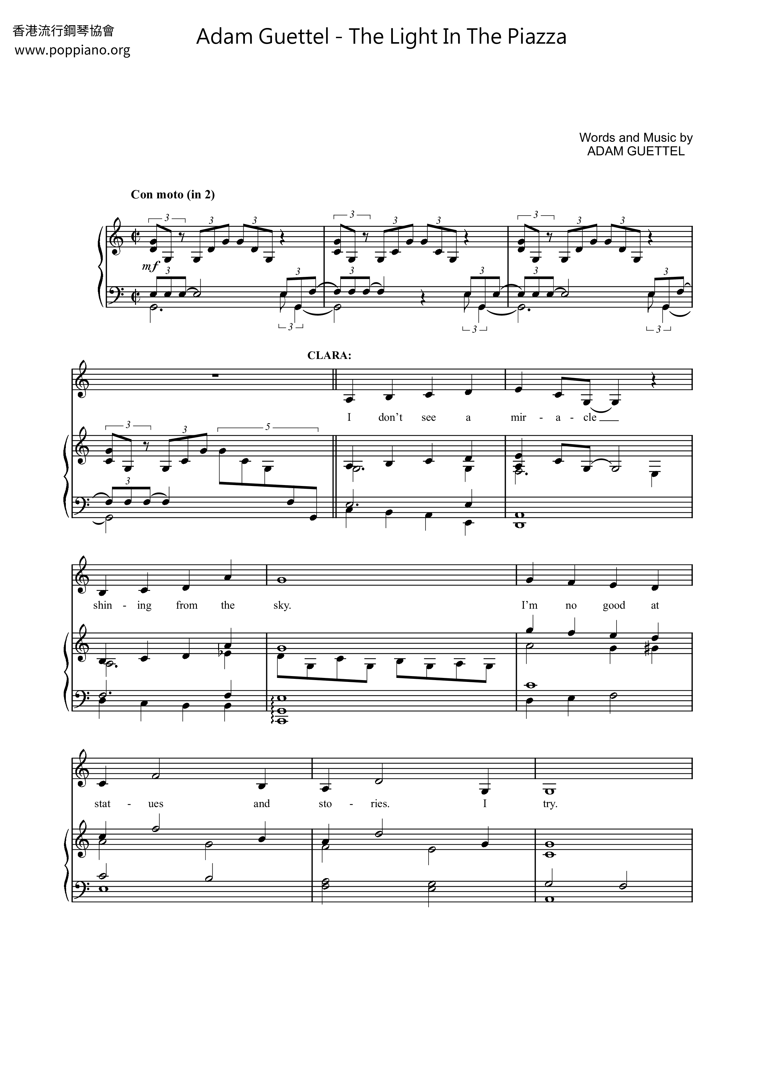 Adam Guettel-The Light In The Piazza Sheet Music pdf, - Free Score ...