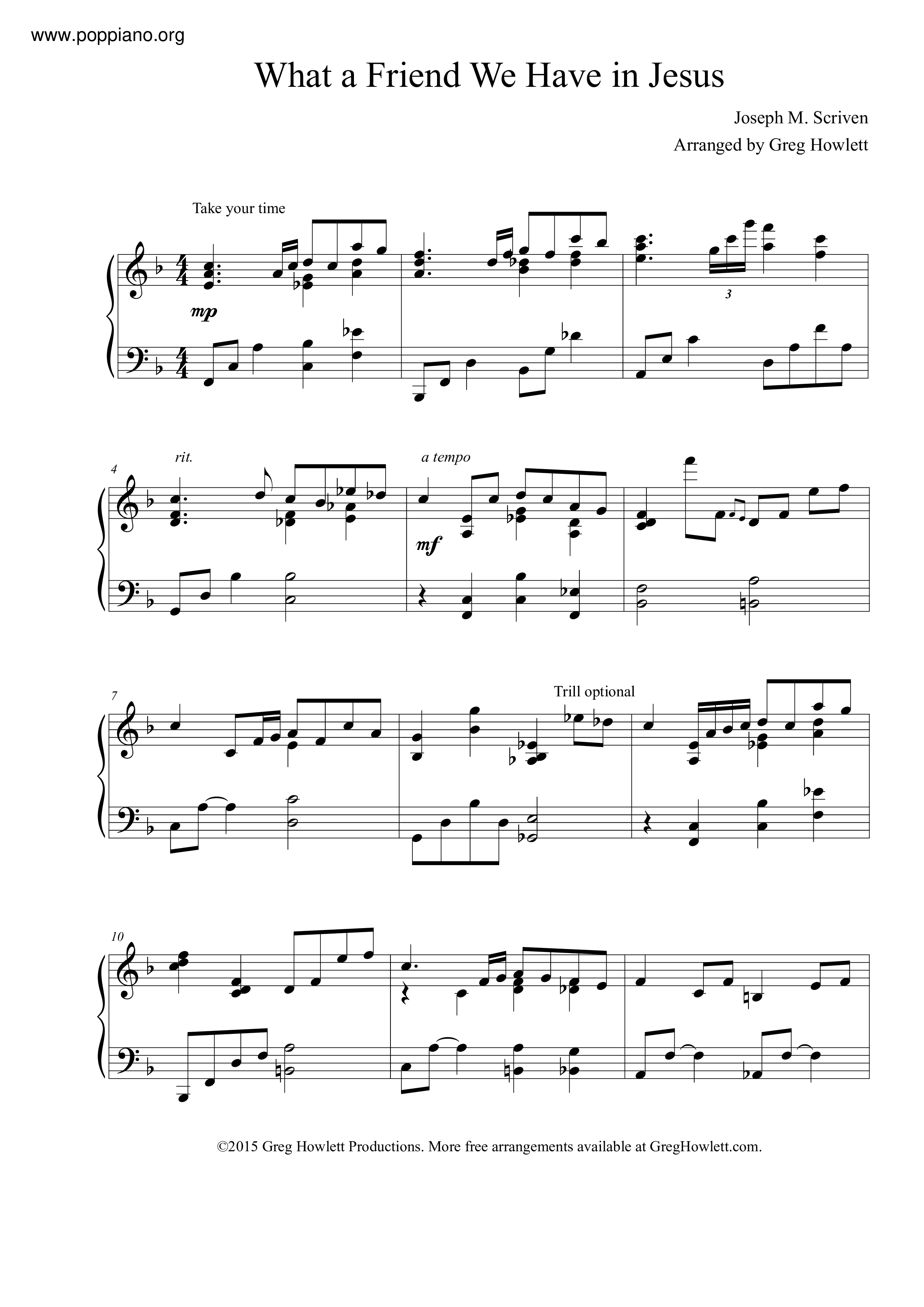 Hymn-What A Friend We Have In Jesus Sheet Music pdf, - Free Score ...