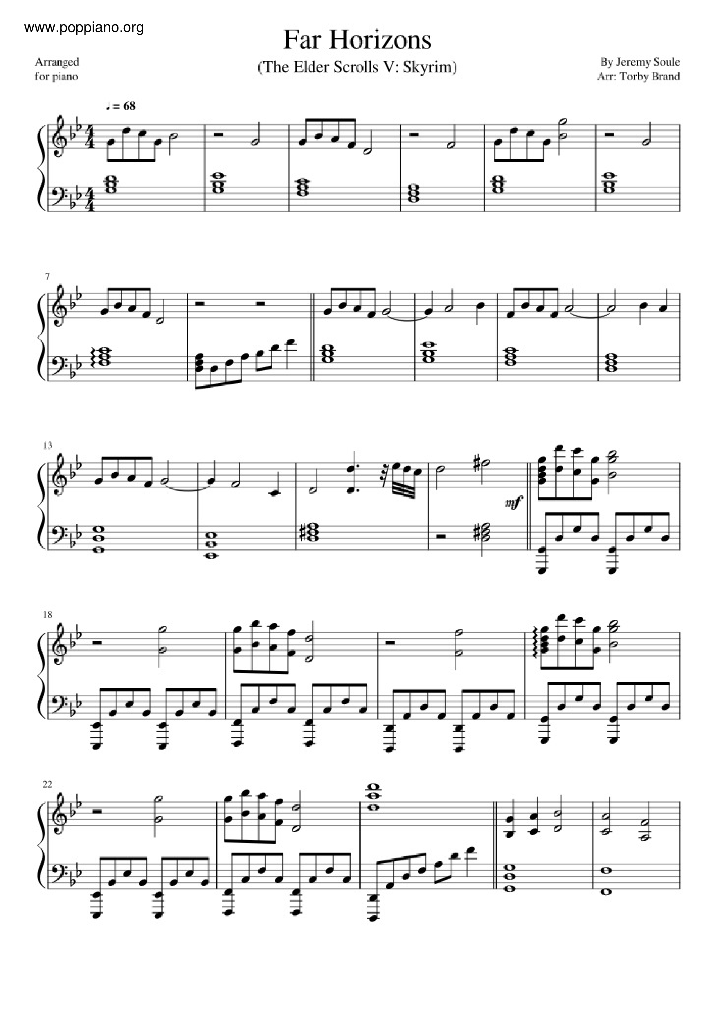 Jeremy Soule-Skyrim - Far Horizons Sheet Music pdf, - Free Score Download ★