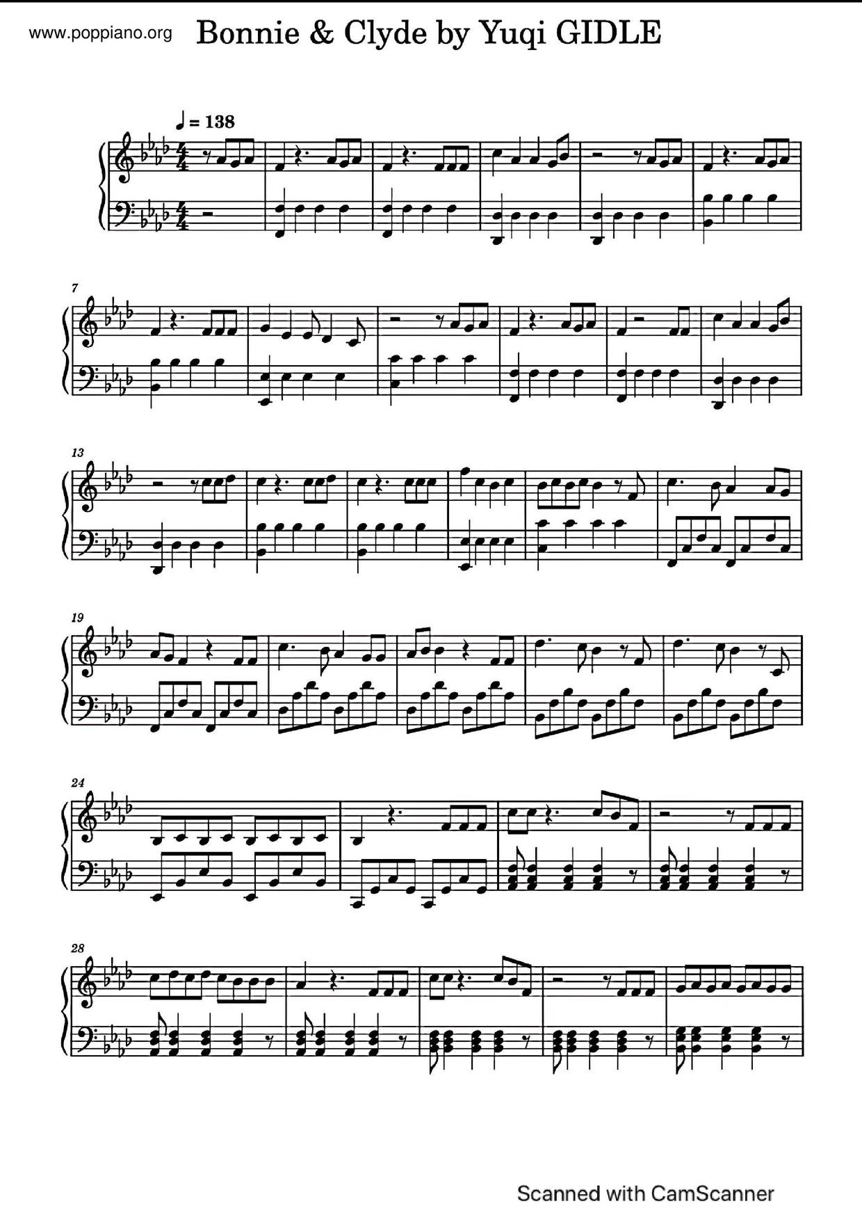 Song Yuqi-Bonnie And Clyde Sheet Music pdf, - Free Score Download ★