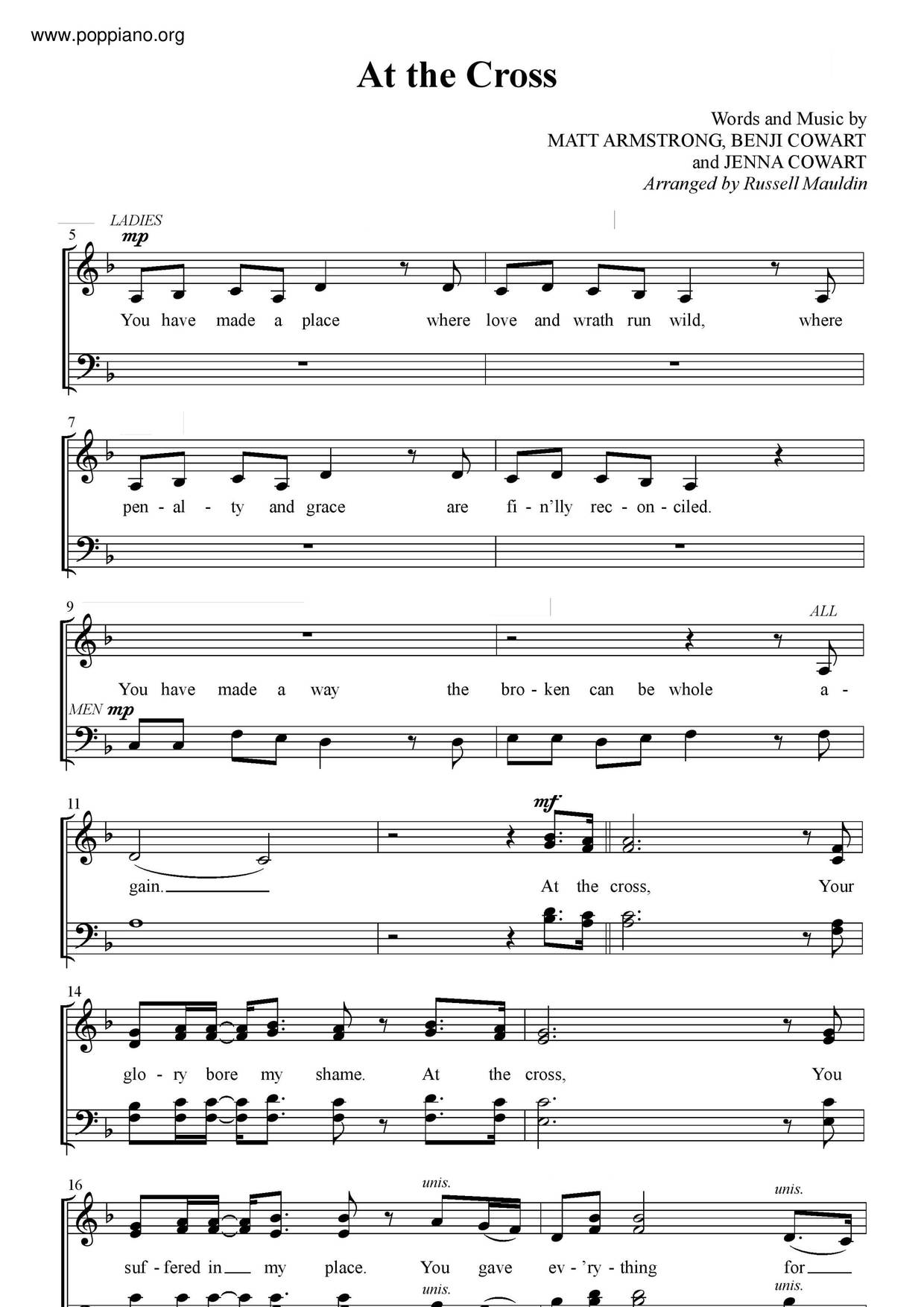 Hymn-At The Cross Sheet Music pdf, - Free Score Download ★