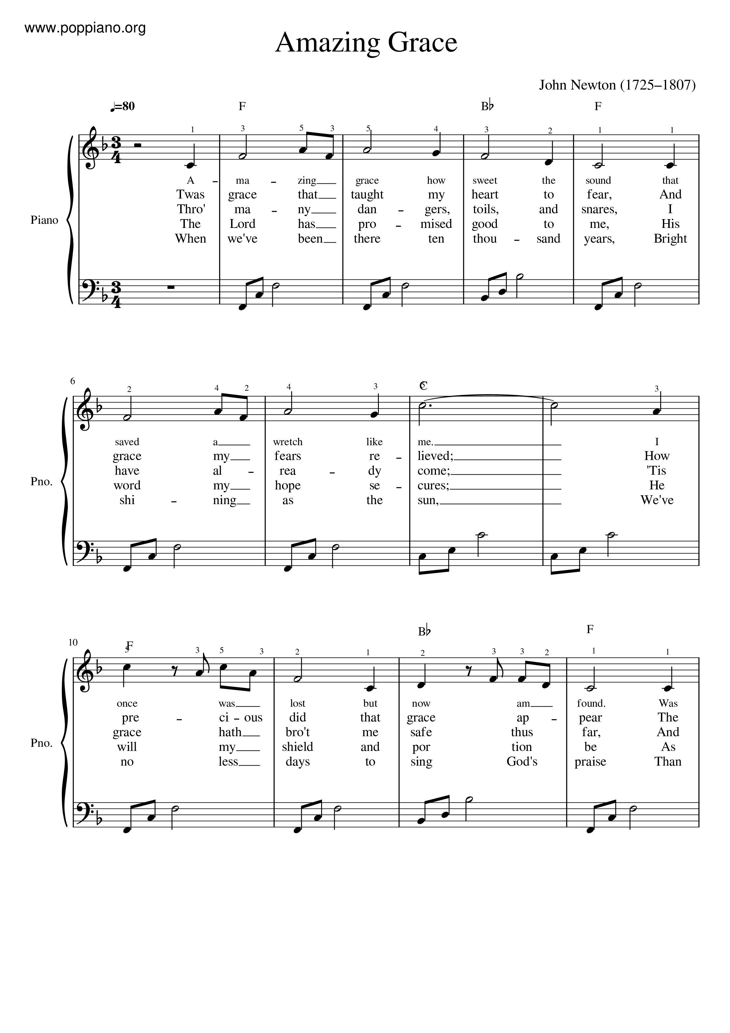 Hymn-Amazing Grace Sheet Music pdf, -アメイジンググレイス 楽譜 - Free Score Download ★