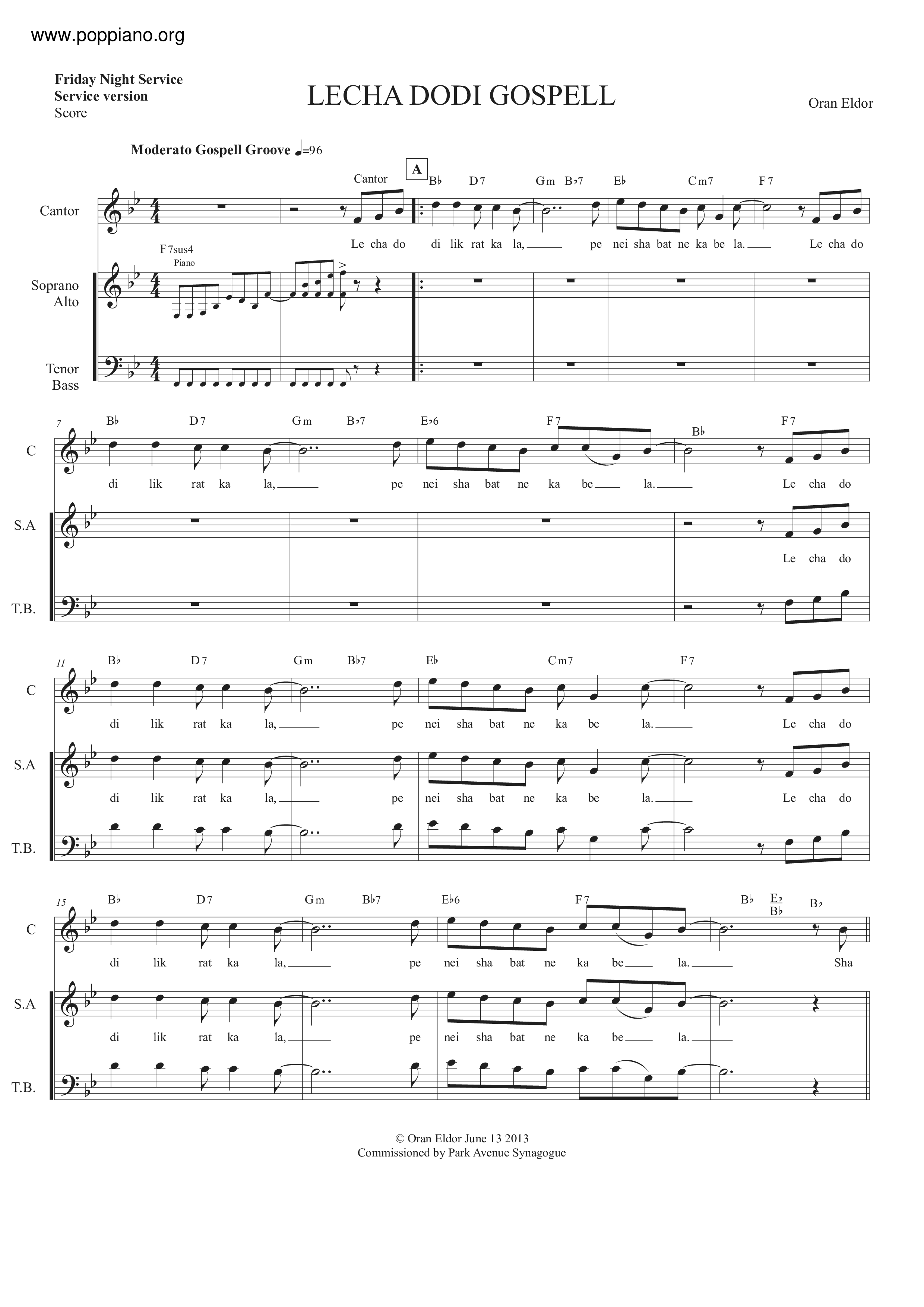 Hymn-Lecha Dodi Sheet Music pdf, - Free Score Download ★