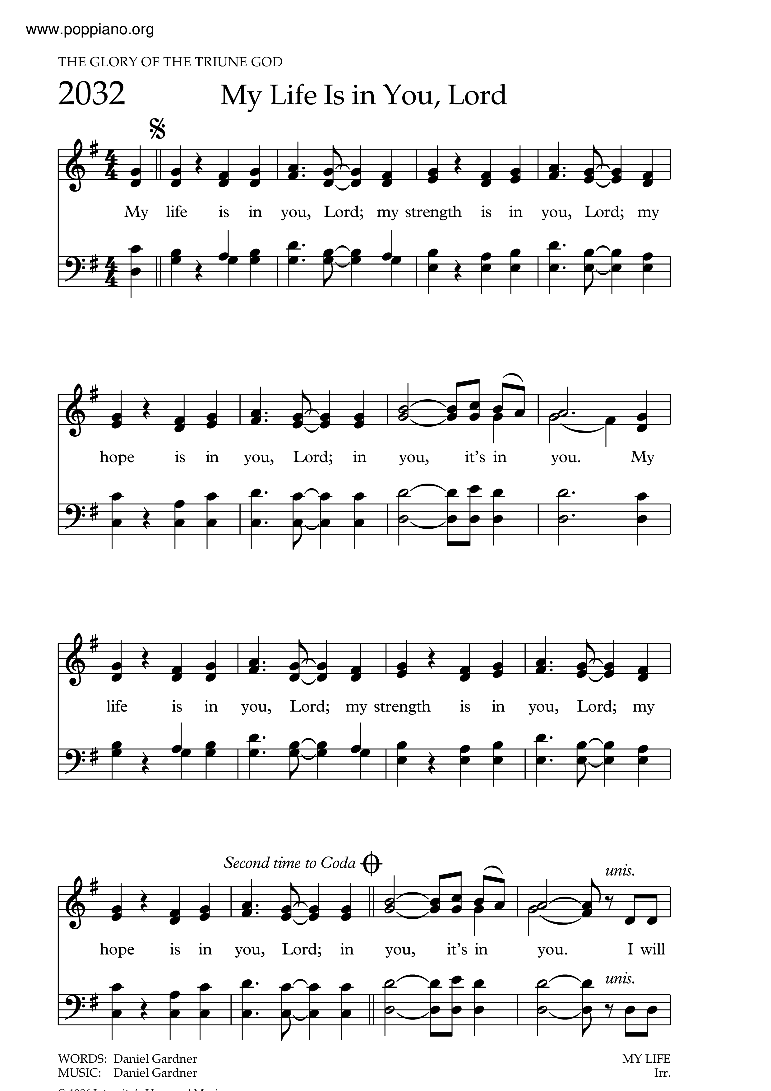 Hymn-My Life Is In You, Lord Sheet Music pdf, - Free Score Download ★