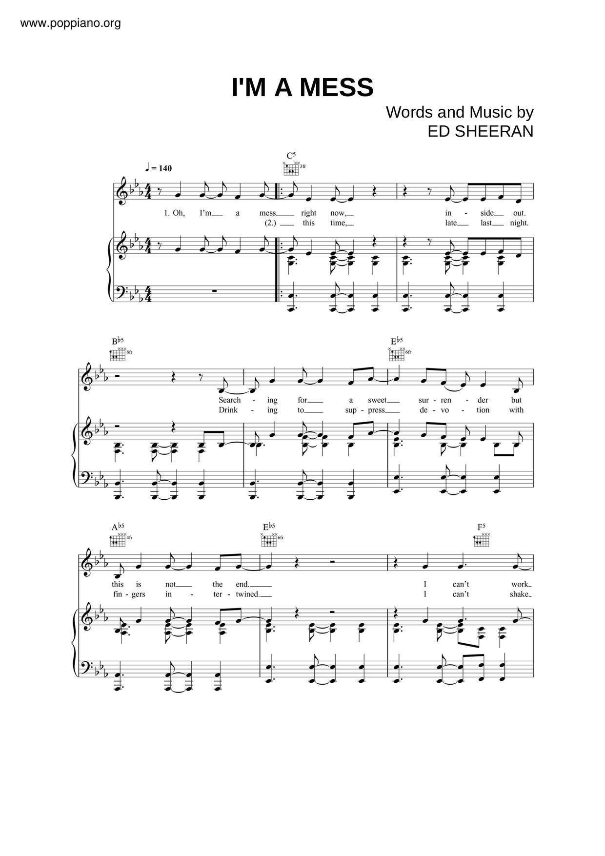 Ed Sheeran-I'm A Mess Sheet Music pdf, (エド・シーラン) - Free Score Download ★