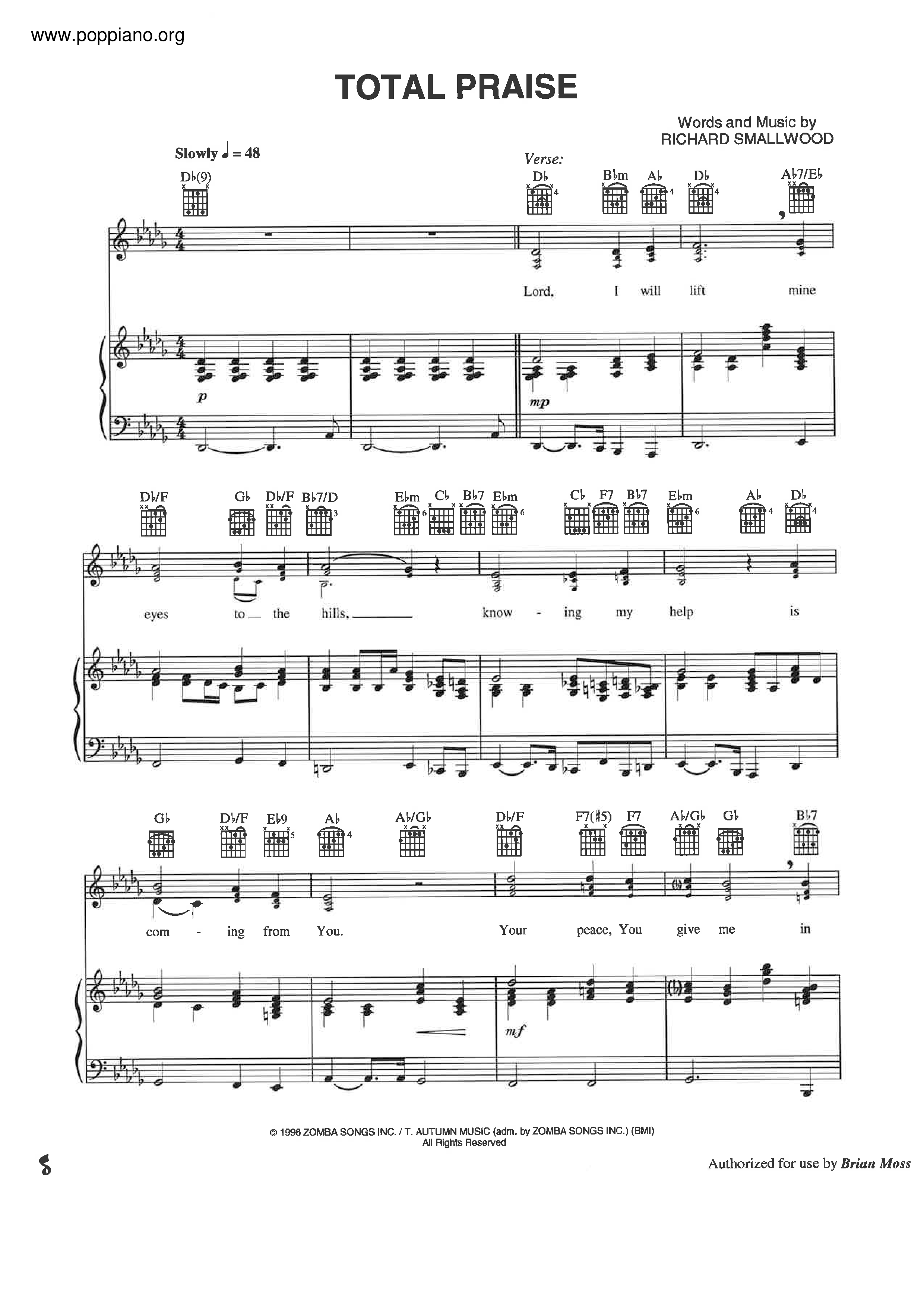 Richard Smallwood-Total Praise Sheet Music pdf, - Free Score Download ★