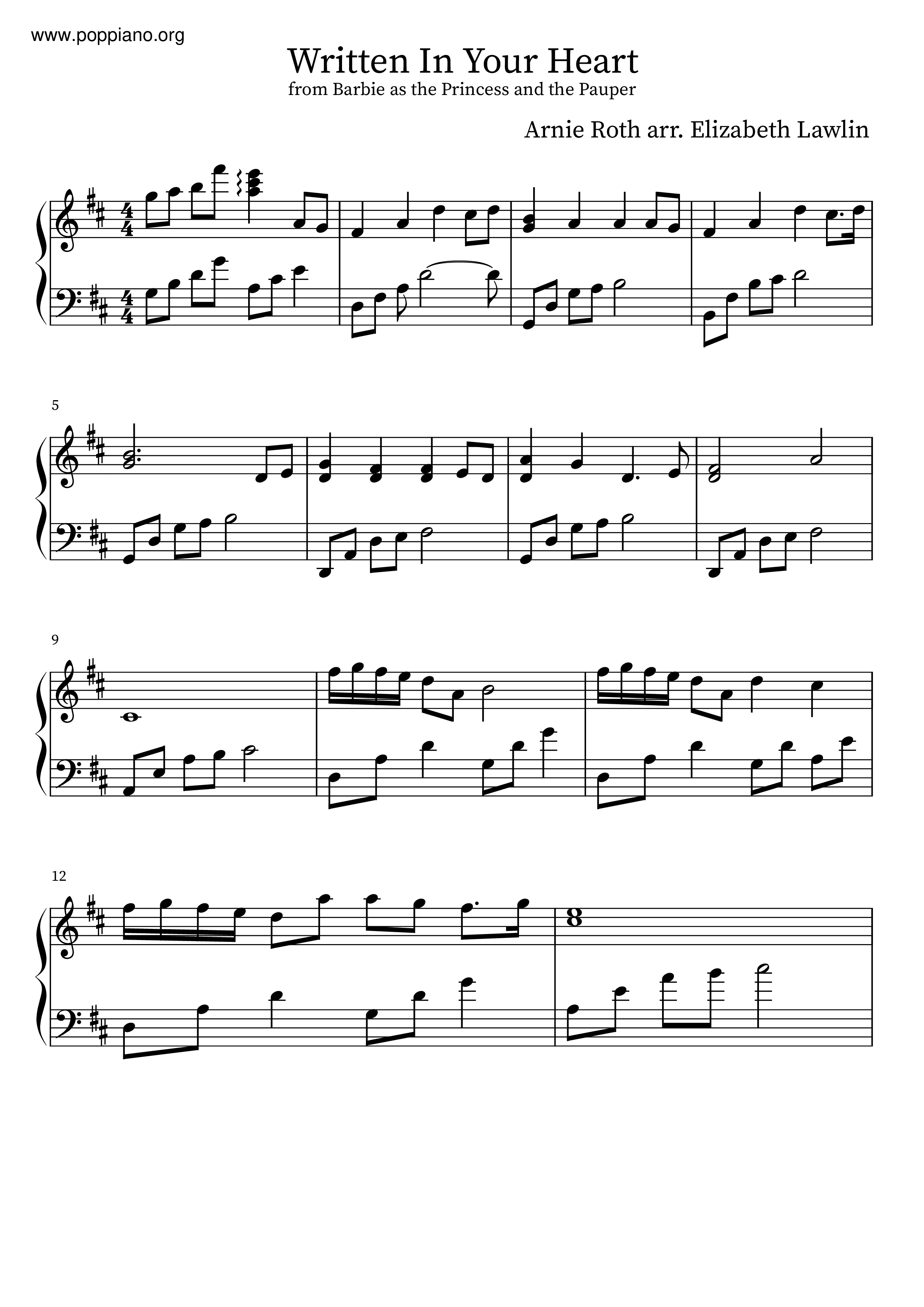 Barbie-Written In Your Heart Sheet Music pdf, - Free Score Download ★