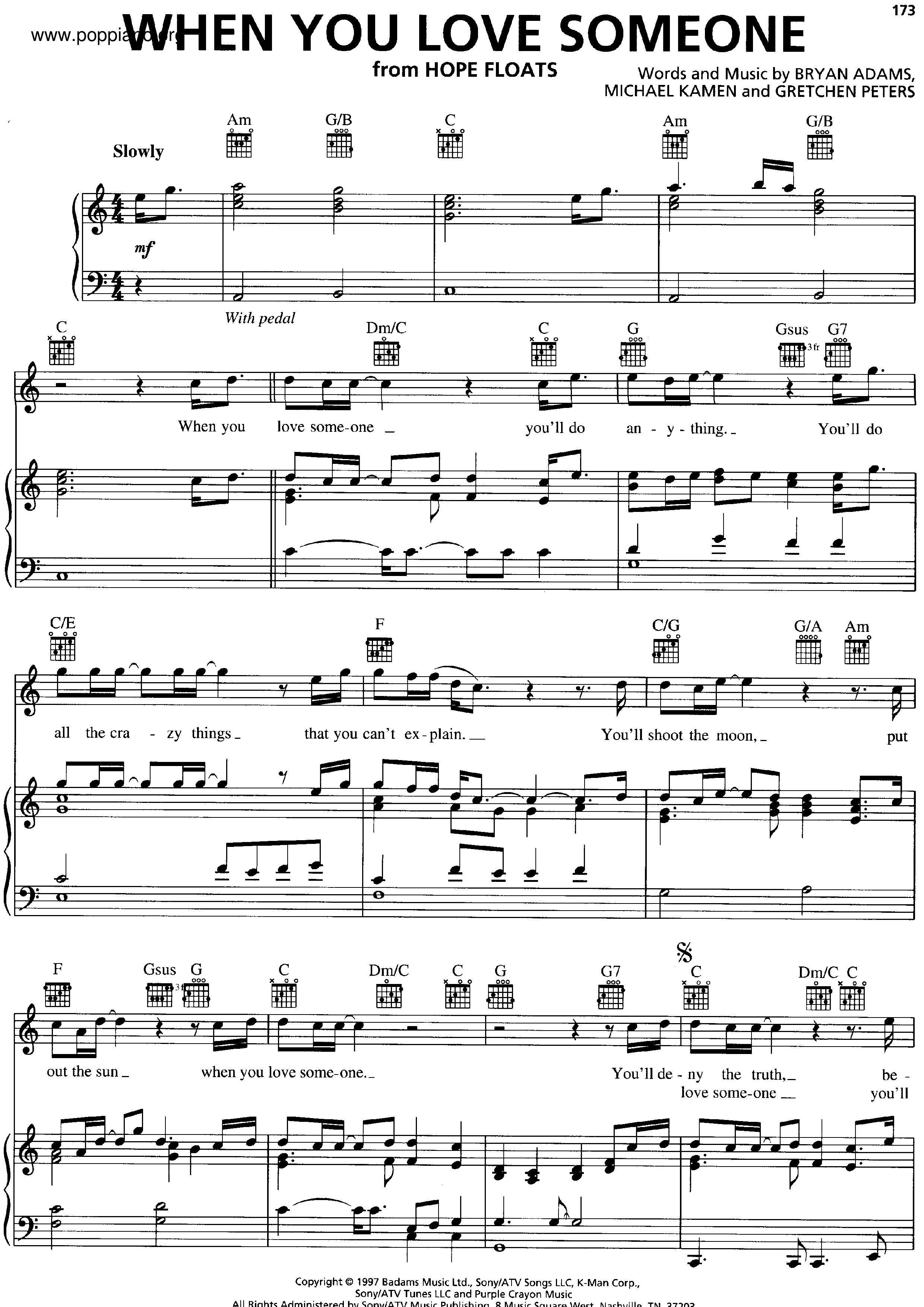 Bryan Adams-When You Love Someone Sheet Music pdf, - Free Score Download ★