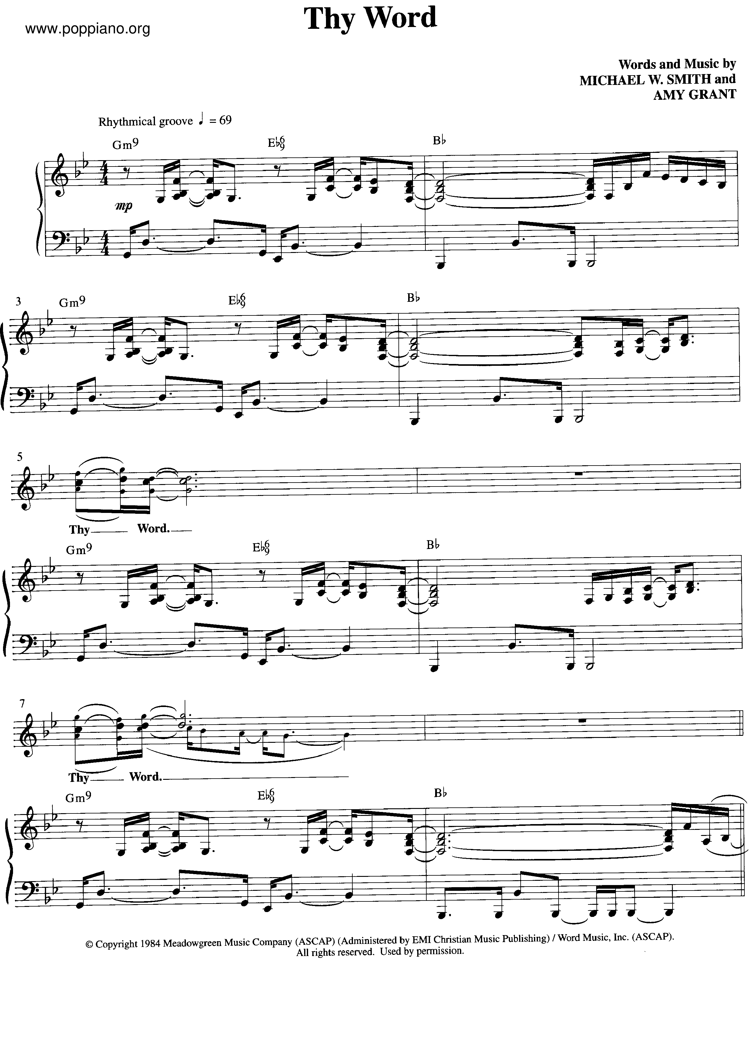 Amy Grant-Thy Word Sheet Music pdf, - Free Score Download ★