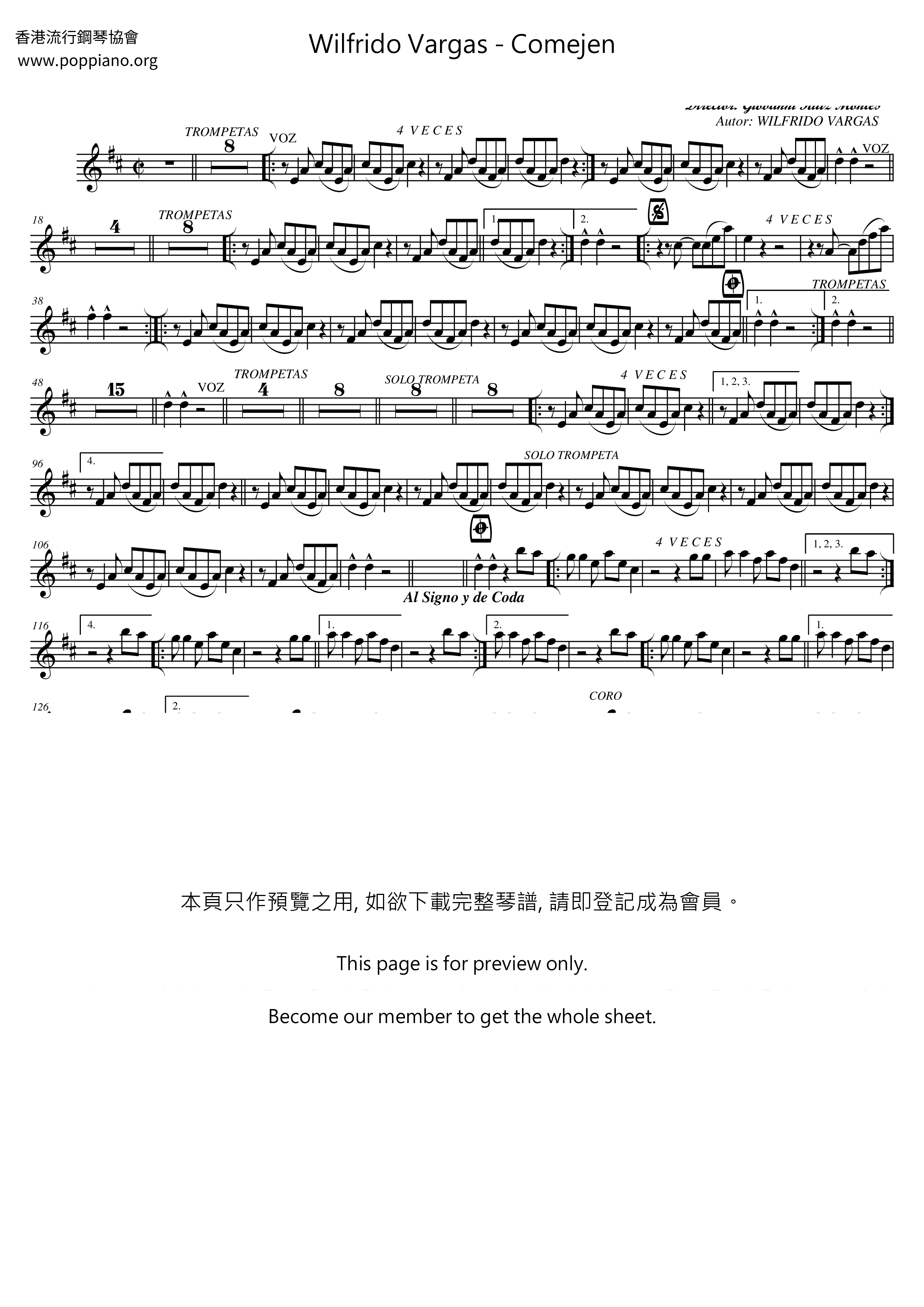 Comejen - Sheet Music / Piano Score Free PDF Download - HK Pop Piano ...