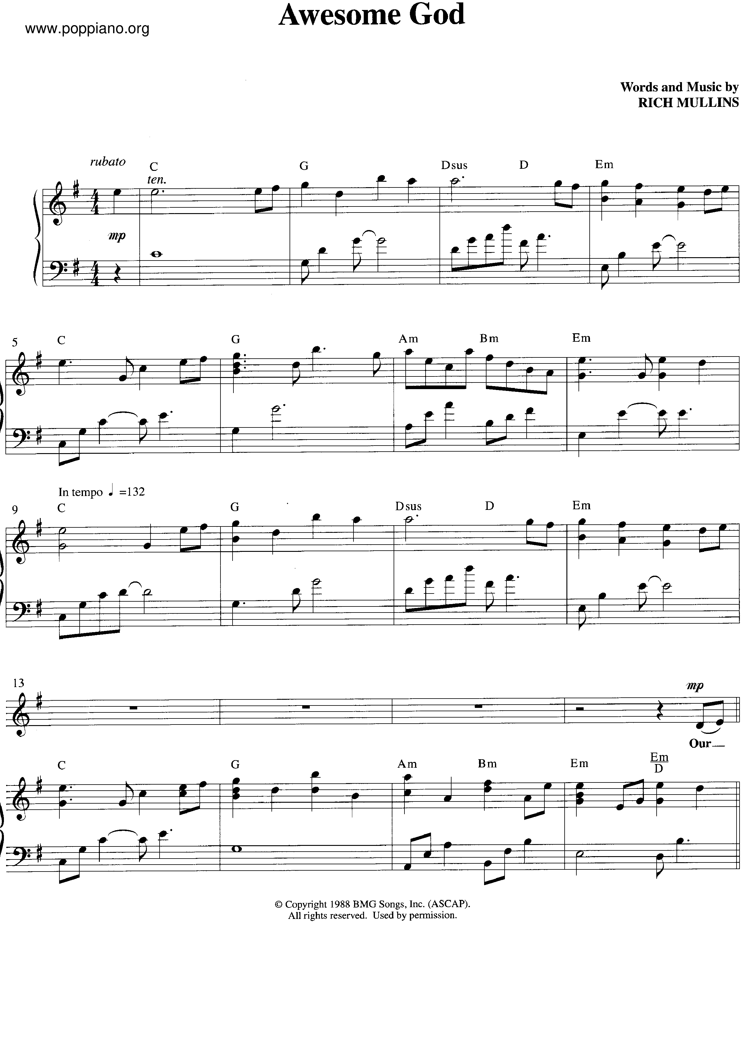 Hymn-Awesome God Sheet Music pdf, - Free Score Download ★
