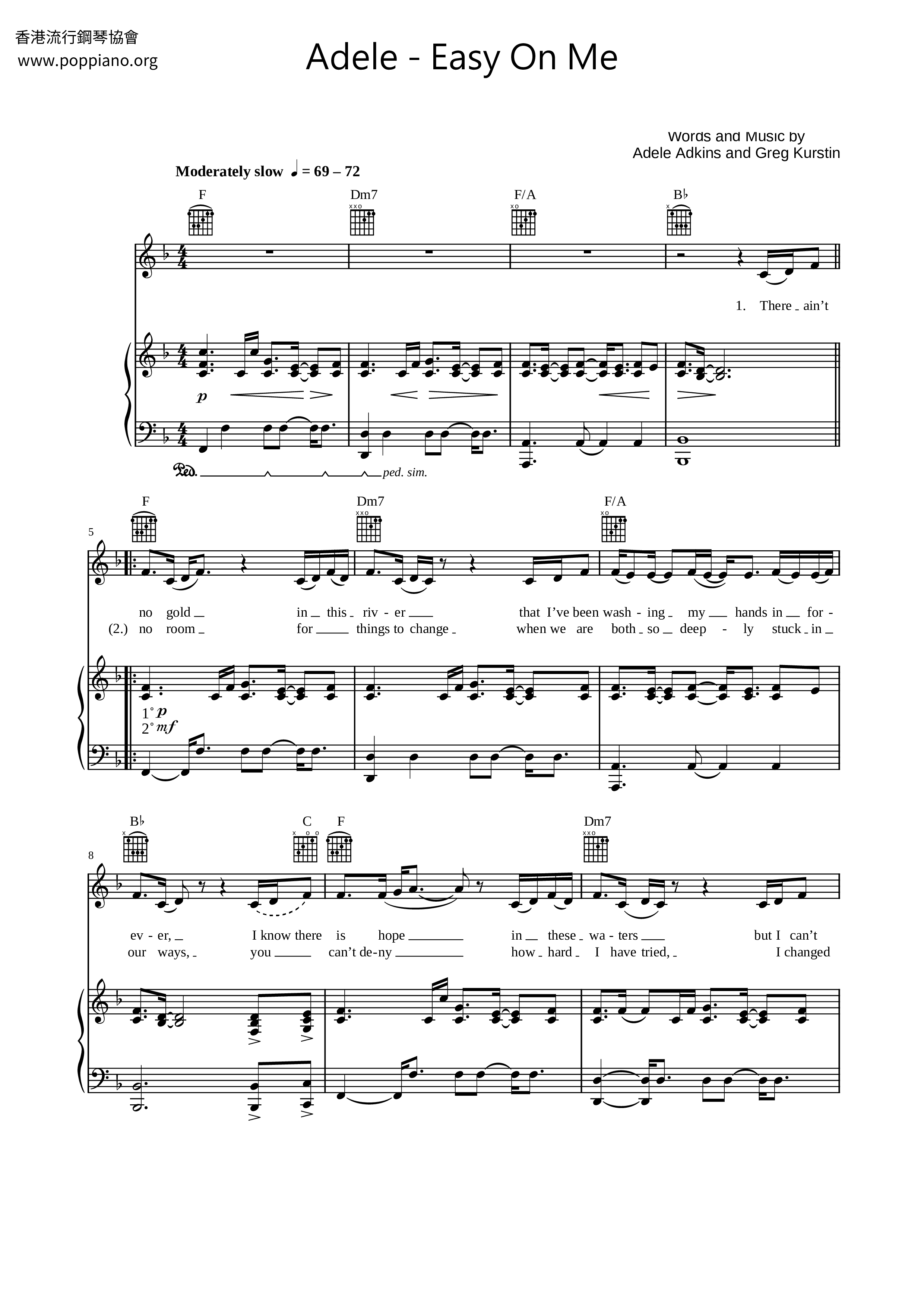 Adele-Easy On Me Sheet Music pdf, - Free Score Download ★