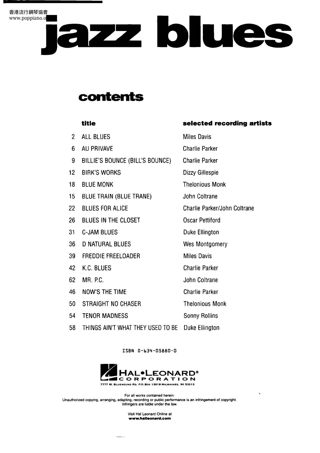 Hal Leonard-Jazz Blues Sheet Music pdf, - Free Score Download ★