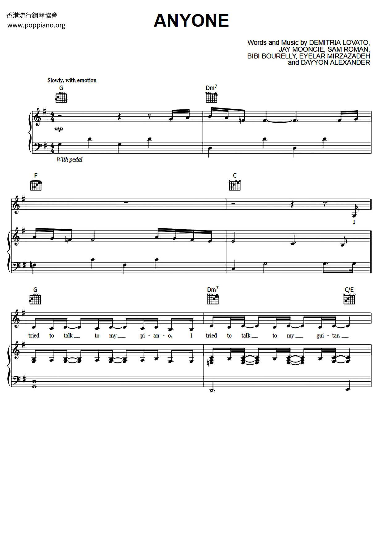 Anyone | Sheet Music | Piano Score Free PDF Download | HK Pop Piano Academy