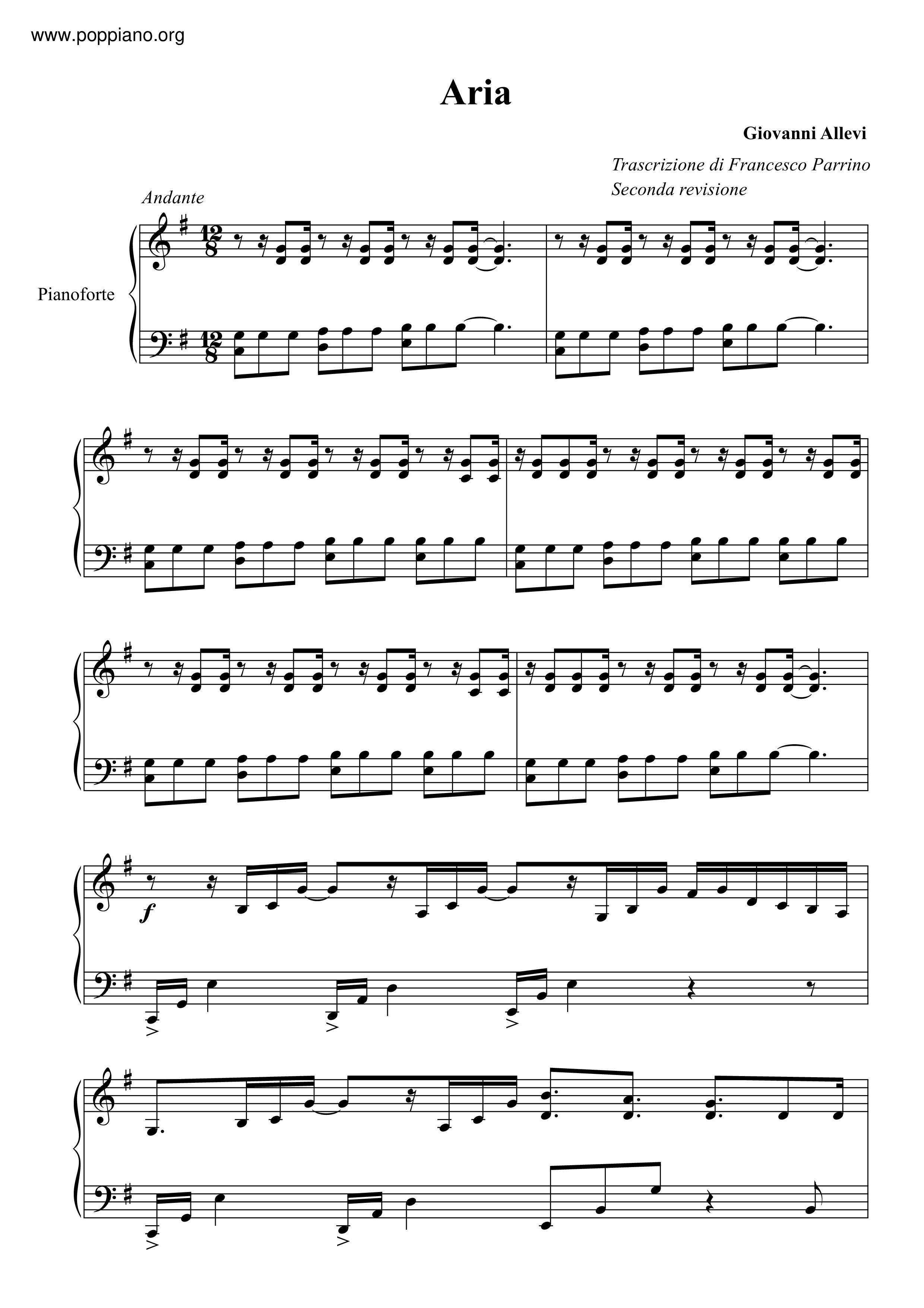 Aria - Sheet Music / Piano Score Free PDF Download - HK Pop Piano Academy ★