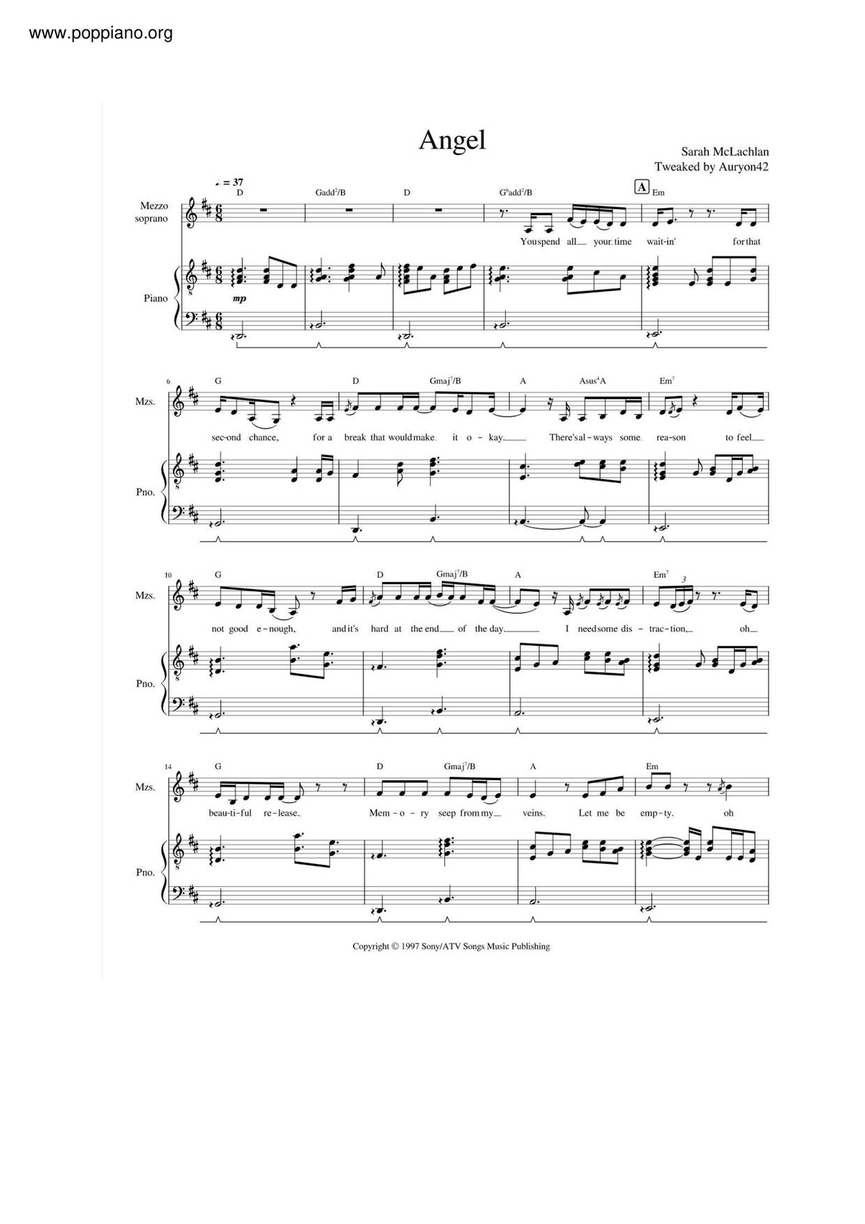 AngelAll Versions - Sheet Music / Piano Score Free PDF Download - HK ...