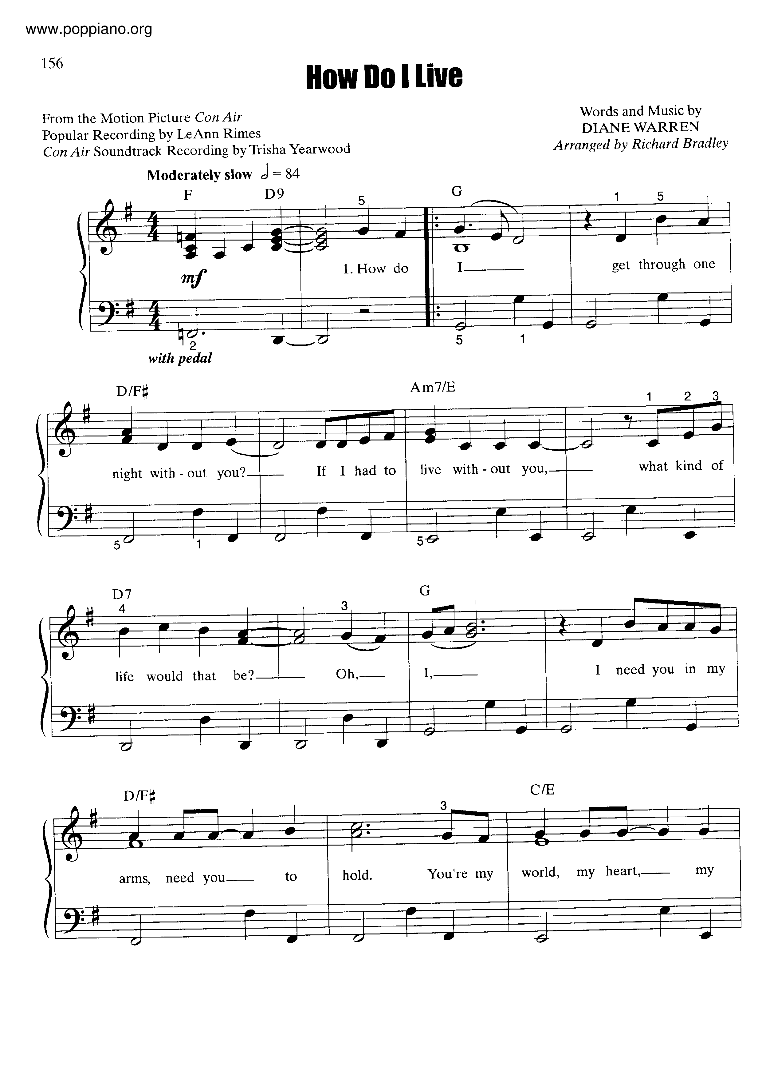 LeAnn Rimes-How Do I Live Sheet Music pdf, - Free Score Download ★