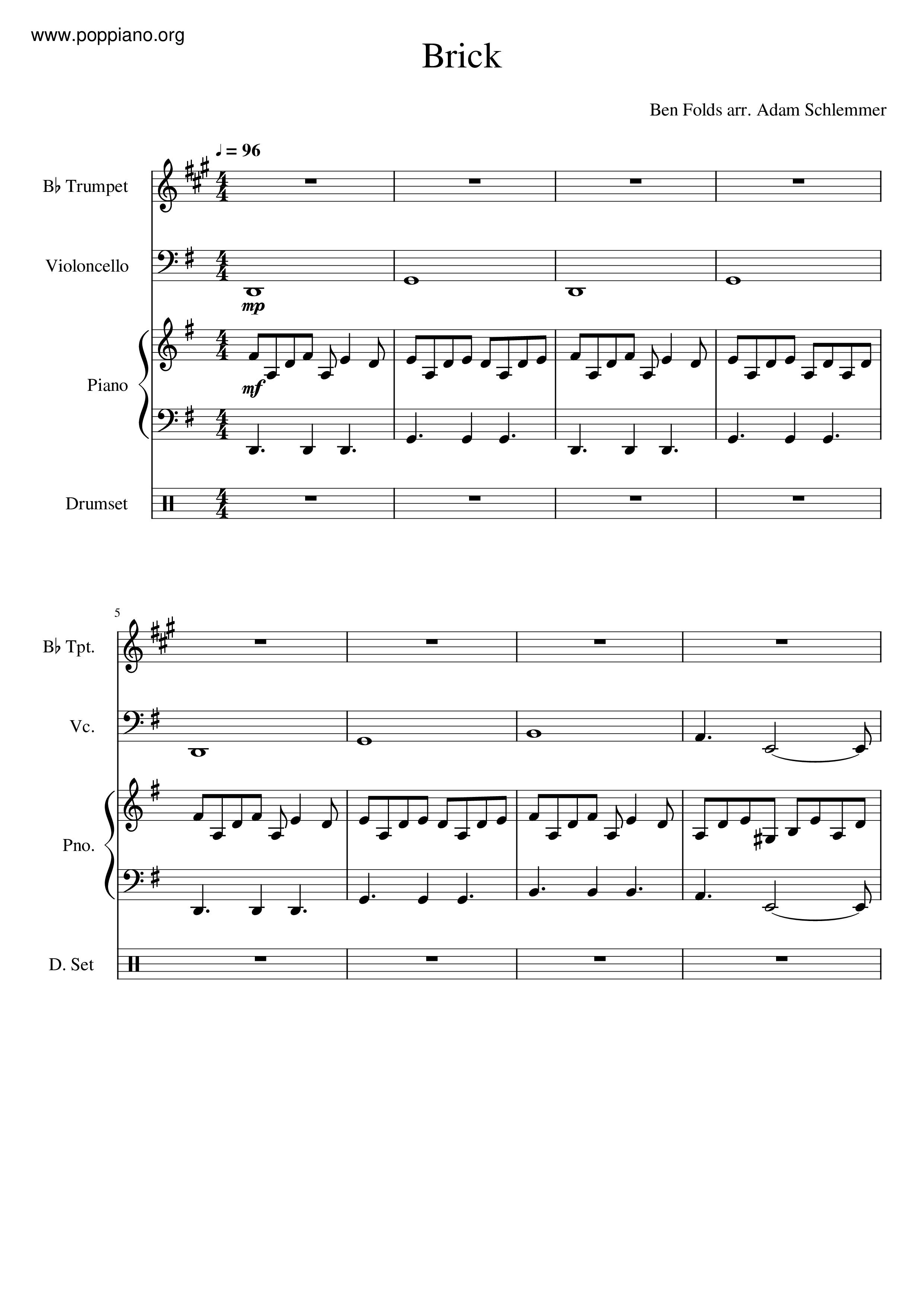 Brick - Sheet Music / Piano Score Free PDF Download - HK Pop Piano ...
