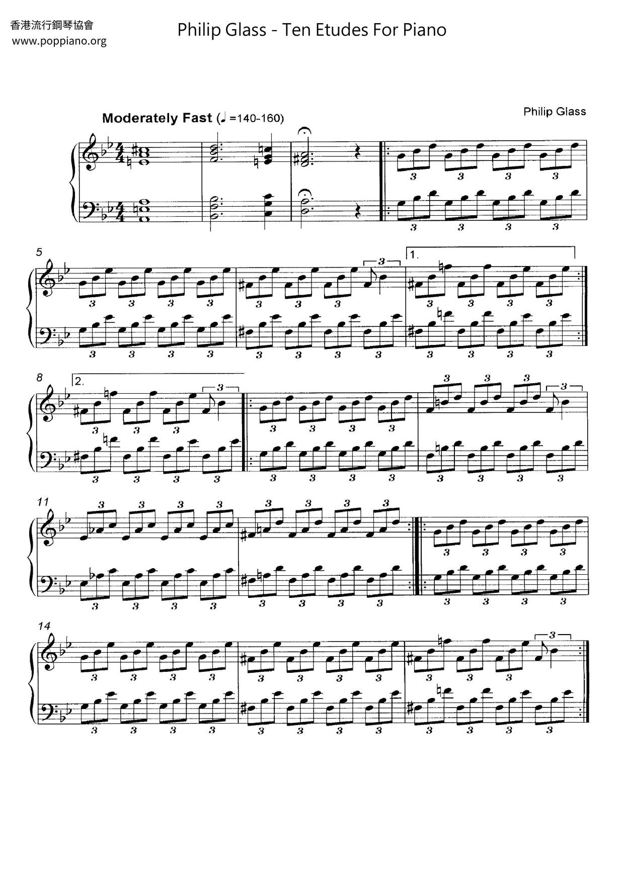 Philip Glass-Ten Etudes For Piano Sheet Music pdf, - Free Score Download ★