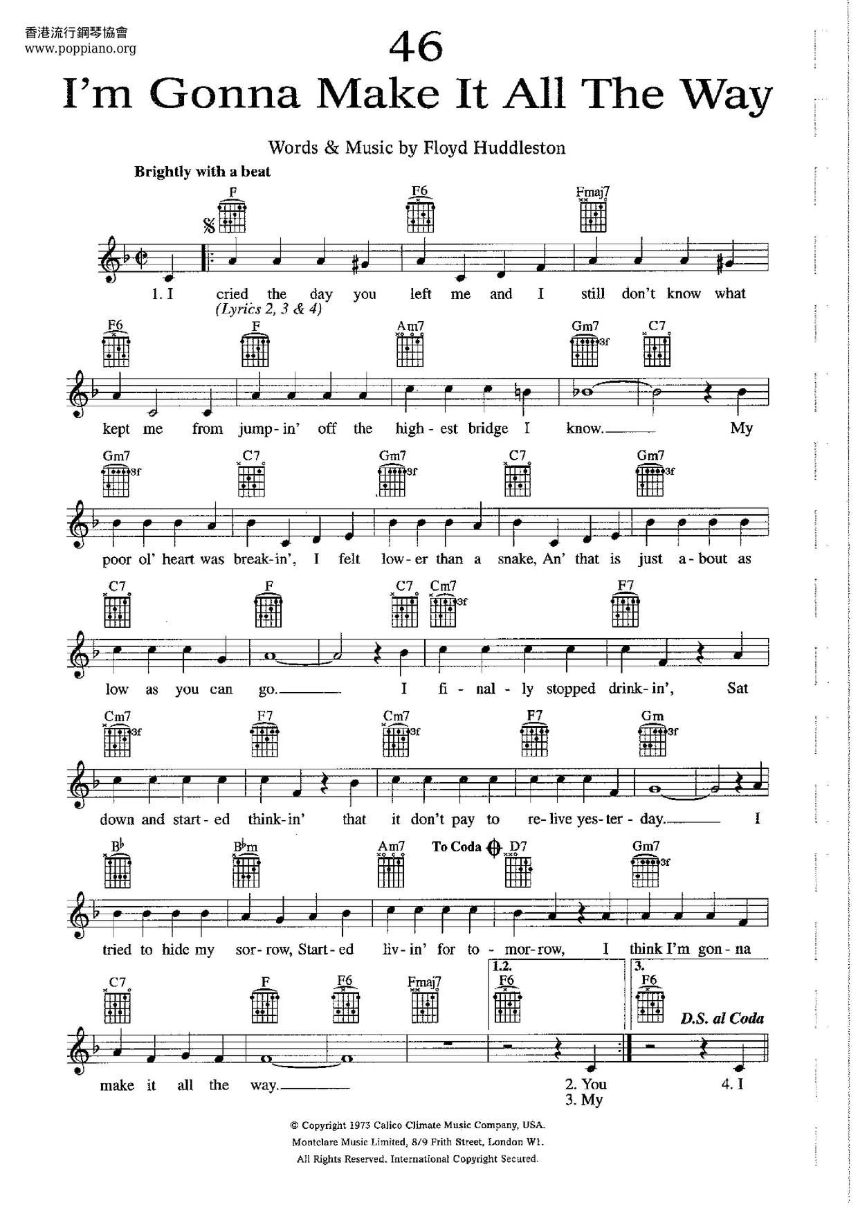 Frank Sinatra-I'm Gonna Make It All The Way Sheet Music pdf, - Free ...